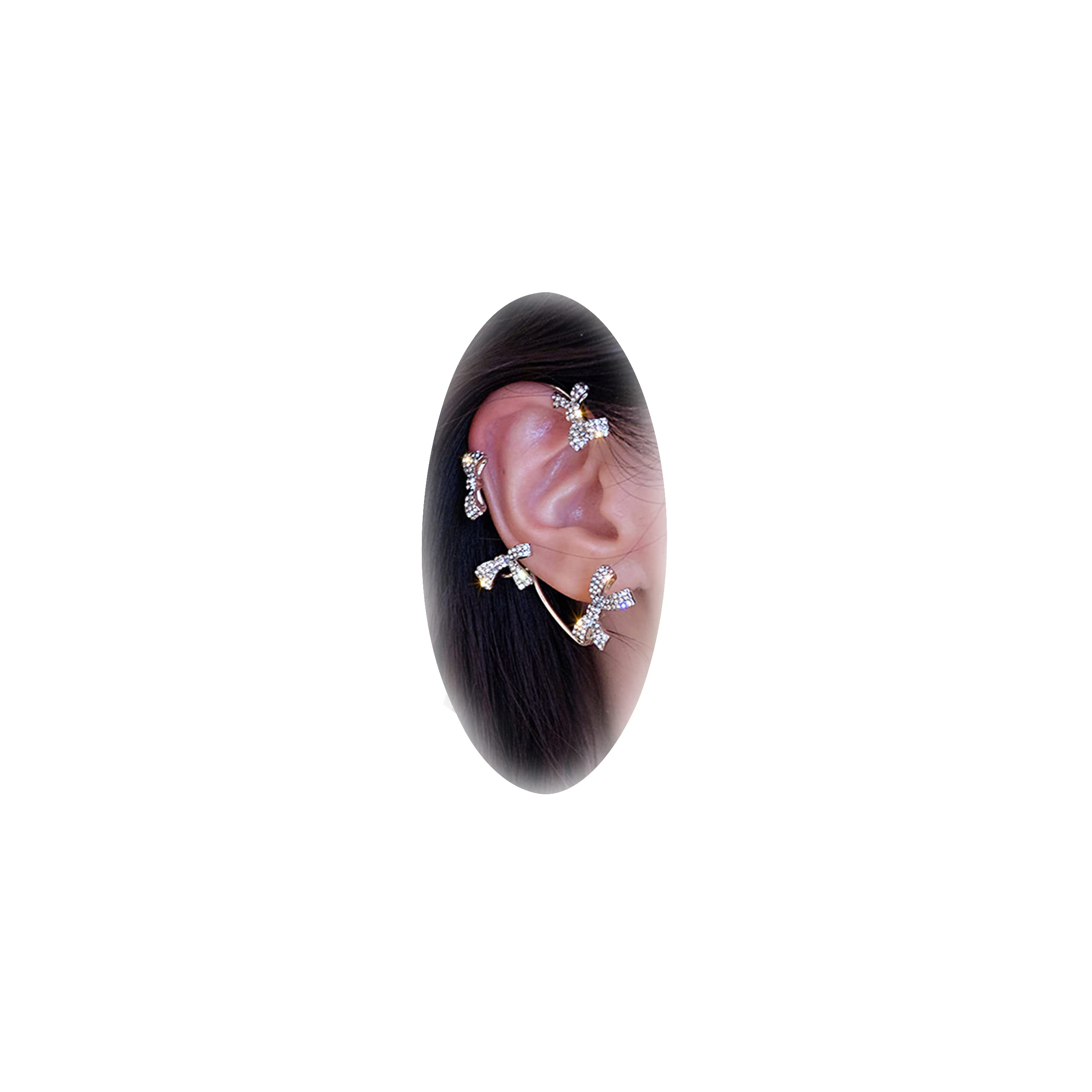 Zircon Butterfly Earrings for Women Butterfly Ear Cuff Wrap Crawler Earrings,Butterfly No Piercing Ear Clip Wrap Around Earrings