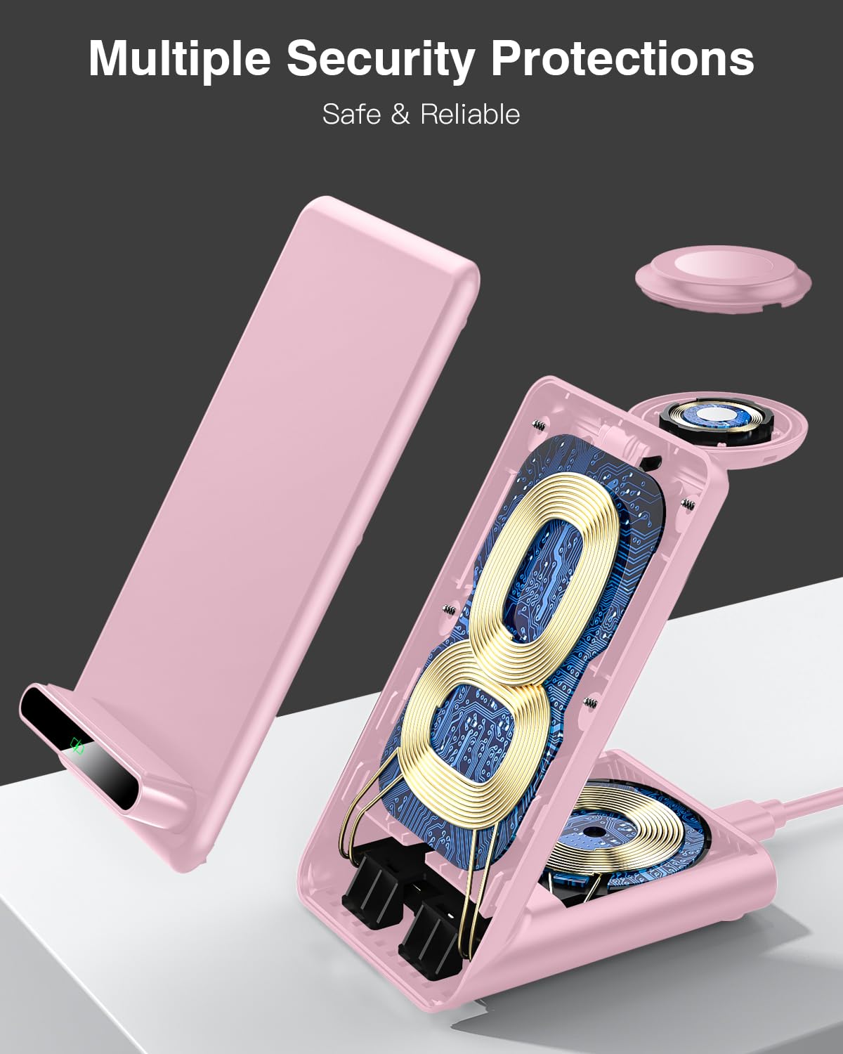 Wireless Charging Station,3 in 1 Wireless Charging Stand Made for Apple Watch Ultra 9 8 7 6 SE 5 4 3,Fast Wireless Charger Made for iPhone 15/Plus/Pro Max/14/13/12/11/X,for AirPods Pro(with Adapter)