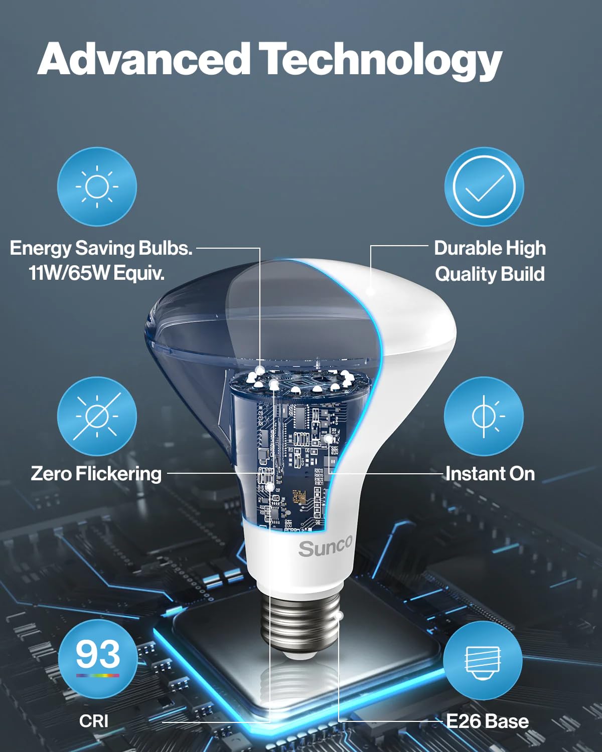 Sunco 12 Pack BR30 LED Bulbs, Indoor Flood Lights CRI93 11W Equivalent 65W 3000K Warm White 850 Lumens, E26 Base, 25000 Lifetime Hours Interior Home Dimmable Recessed Can Light Bulbs - UL