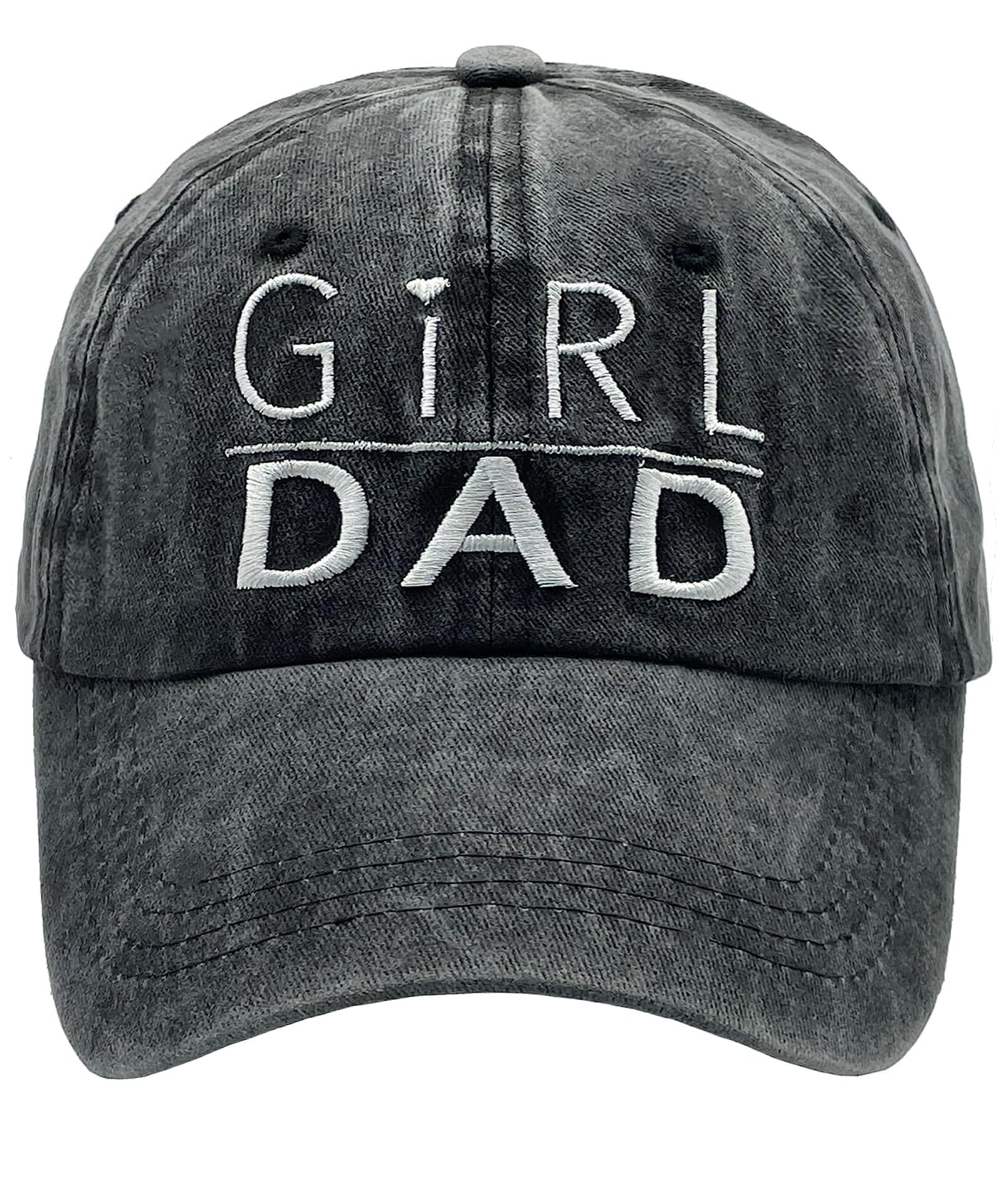 Waldeal Men's Baseball Cap Girl Dad Embroidery Vintage Distressed Unconstructed Hat-Black