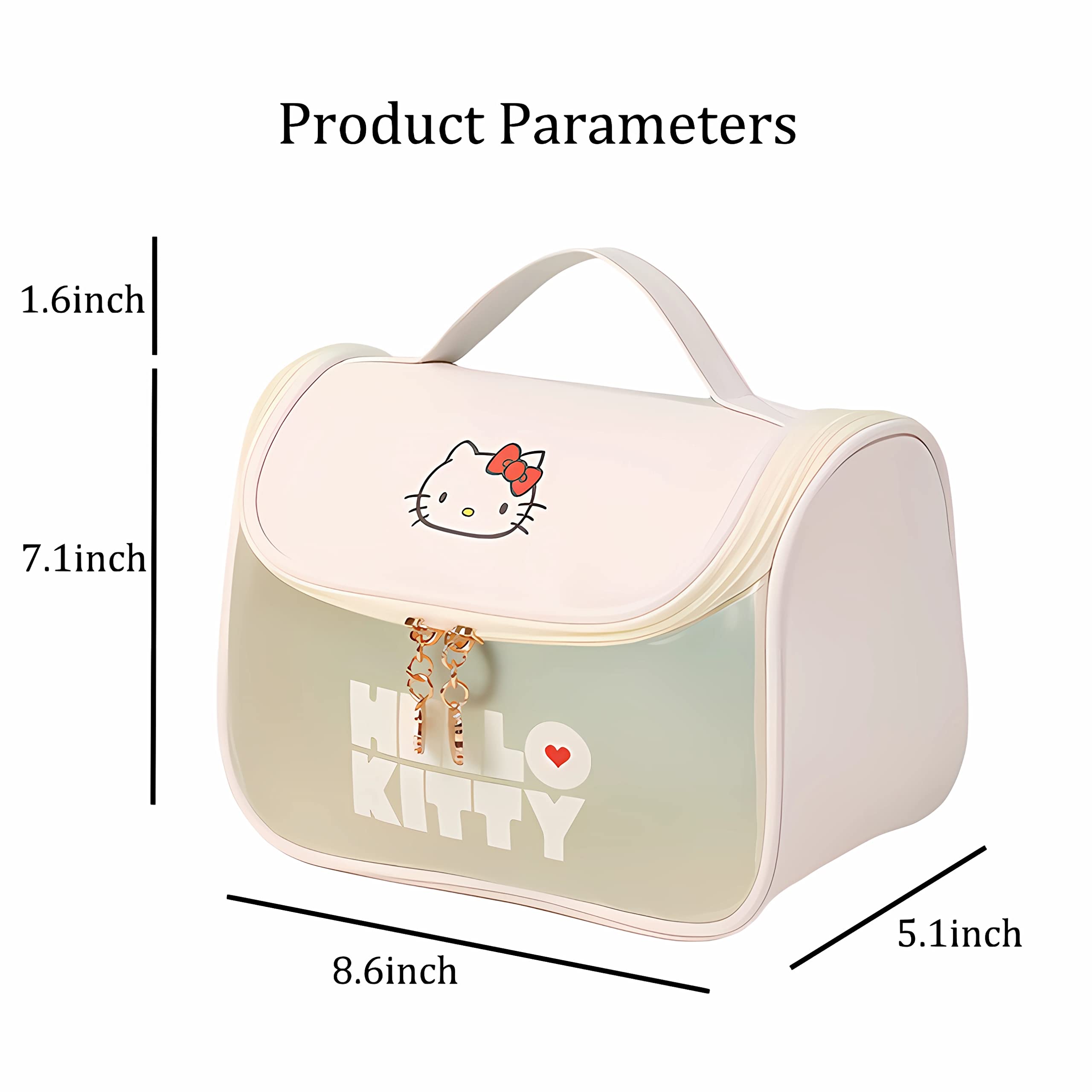 WIEEZN Cute Toiletry Bag for Women Girls, PU Leather Translucent Waterproof Makeup Cosmetic Bag, Travel Makeup Bag Organizer