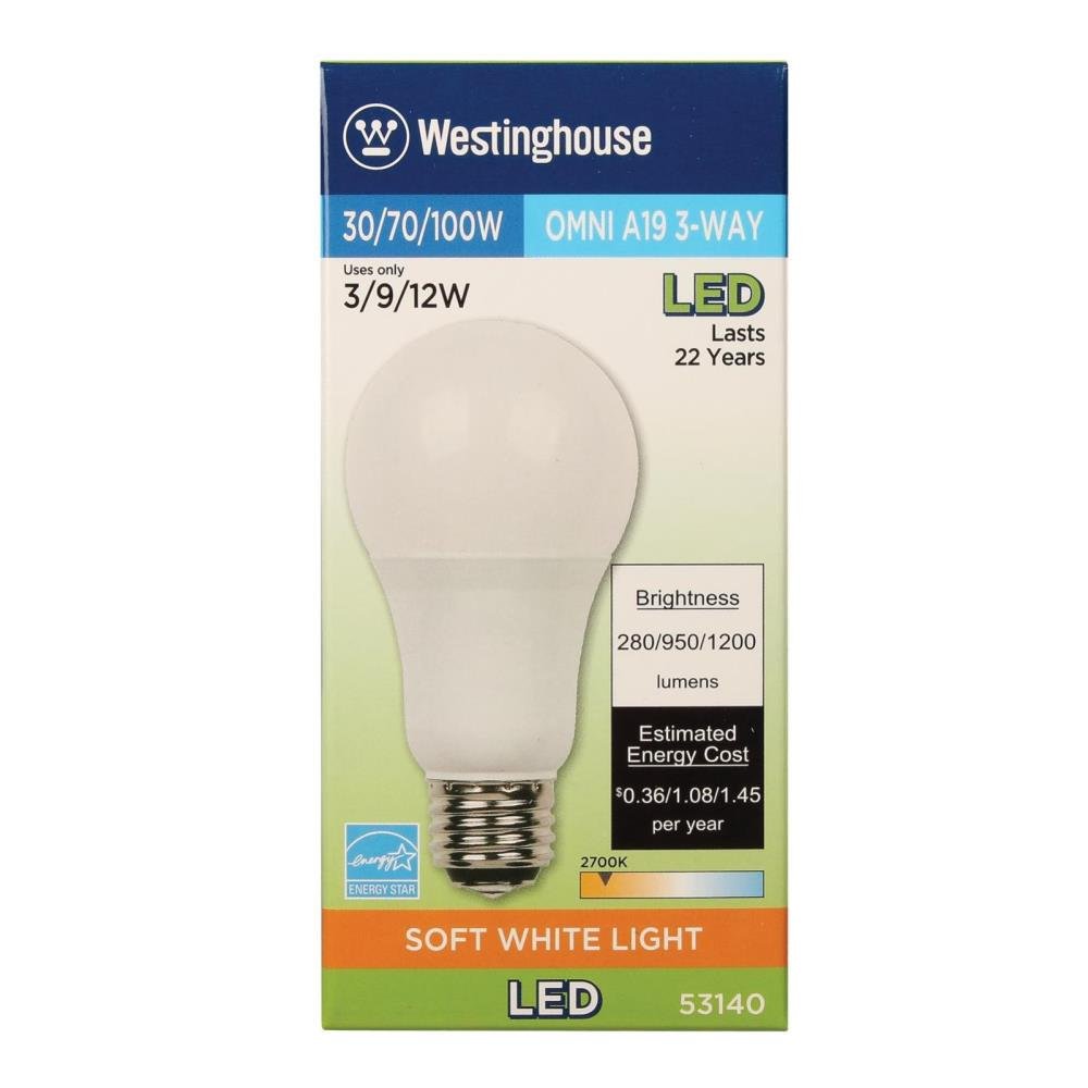 Westinghouse 5314020 30/70/100-Watt Equivalent Omni A19 3-Way Soft White Energy Star LED Light Bulb with Medium Base (6-Pack), 6 Count