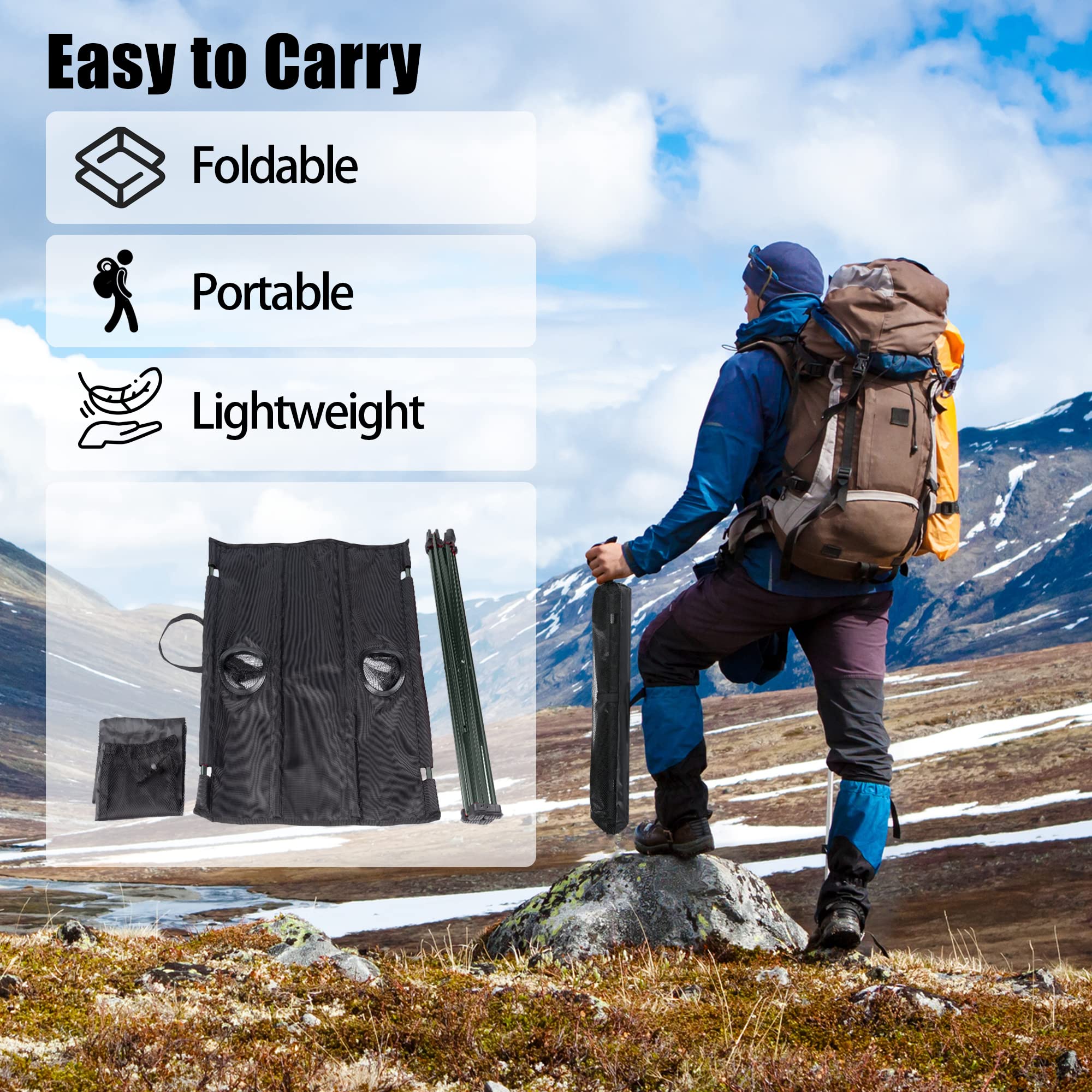 VOOVY Portable Camping Picnic Folding Tables with 2 Cup Holders, Ultralight Compact Roll Up Backpacking Tables with Carrying Bag for Outdoor Picnic, Hiking, BBQ, Party(Silver)