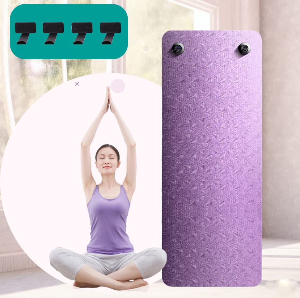 Yoga Mat Storage Rack Wall Mounted Wall Holder,4 Pcs 2 Set Multi Purpose Exercise Mat Wall Hanger Wall Hooks for Storing Yoga Mats,Yoga Blocks, Foam Roller,Exercise Mat
