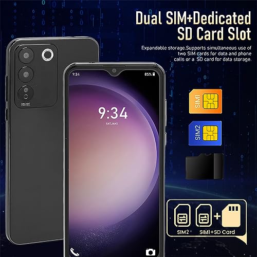 Vikye S16 PRO 3G Smartphone 6.5 Inch Unlocked Cell Phone, 4GB 64GB Dual Camera, Wireless WiFi100 240V, Large Screen High Resolution, High Capacity Battery (US Plug)