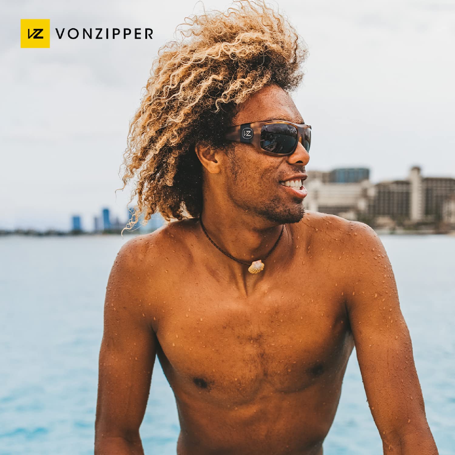 VonZipper Clutch Non-Polarized Sunglasses for Men and Women Black Gloss with Rectangle Clutch Grey Impact-resistant polycarbonate lens Sun Glasses with UV and HEV protection 66mm