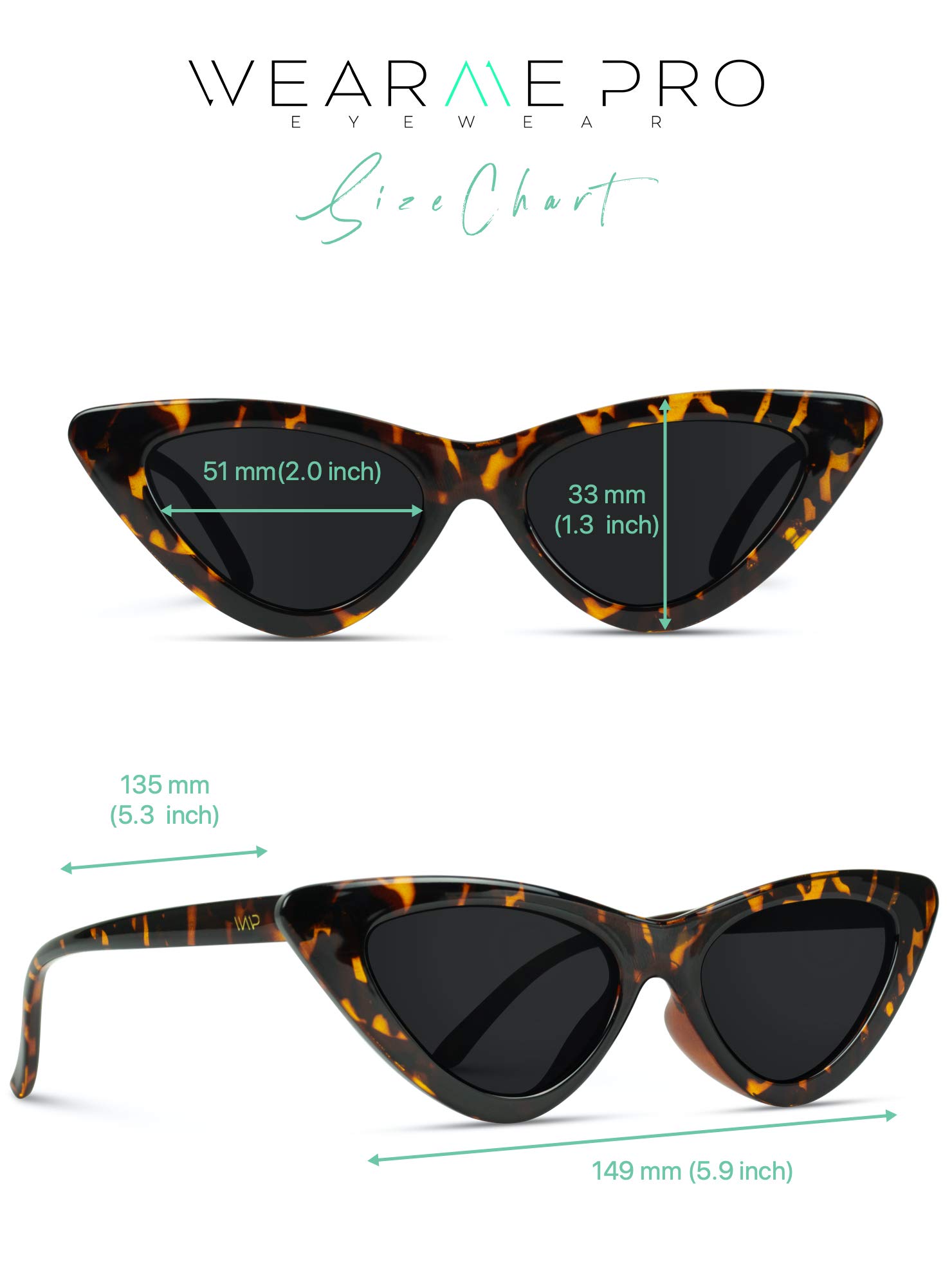 WearMe Pro - Retro Vintage Tinted Lens Cat Eye Sunglasses
