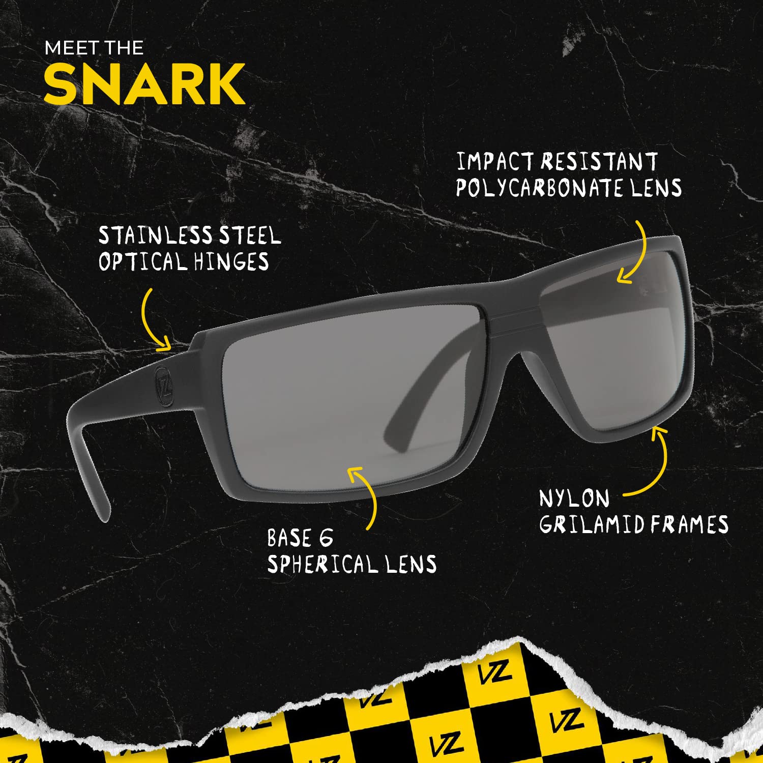 VonZipper Snark Black Satin/Grey