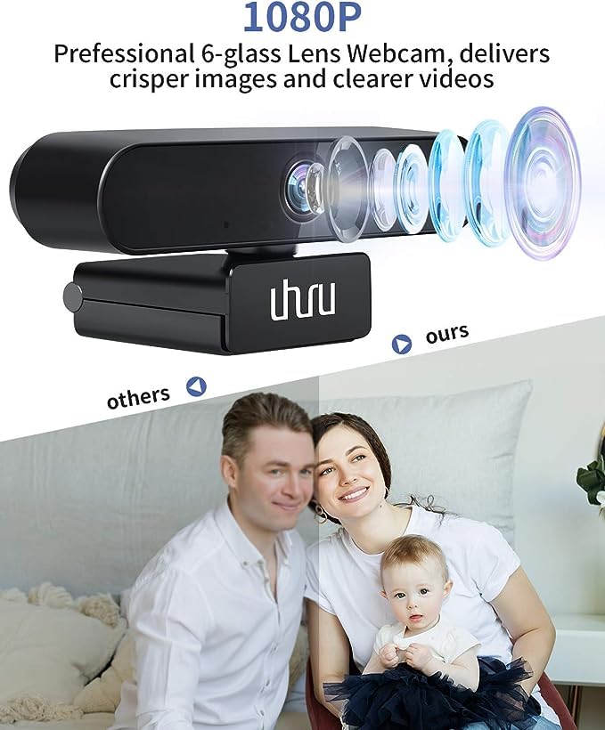 UHURU Webcam with Microphone for Desktop, UW-002 1080P USB Web Camera with Built-in Microphone Autofocus for Video Calling and Recording,Compatible for Mac Windows 10/8/7/XP/Vista