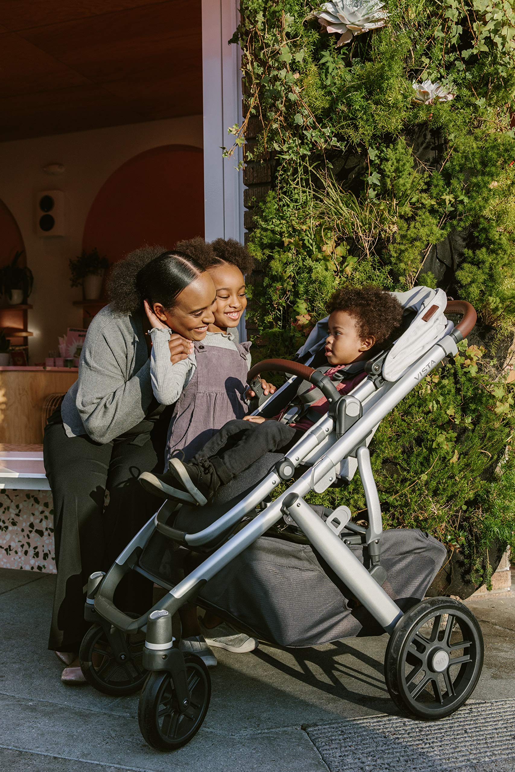 UPPAbaby Vista V2 Stroller - Bryce (White Marl/Silver/Chestnut Leather) + Mesa Infant Car Seat - Bryce (White Marl)