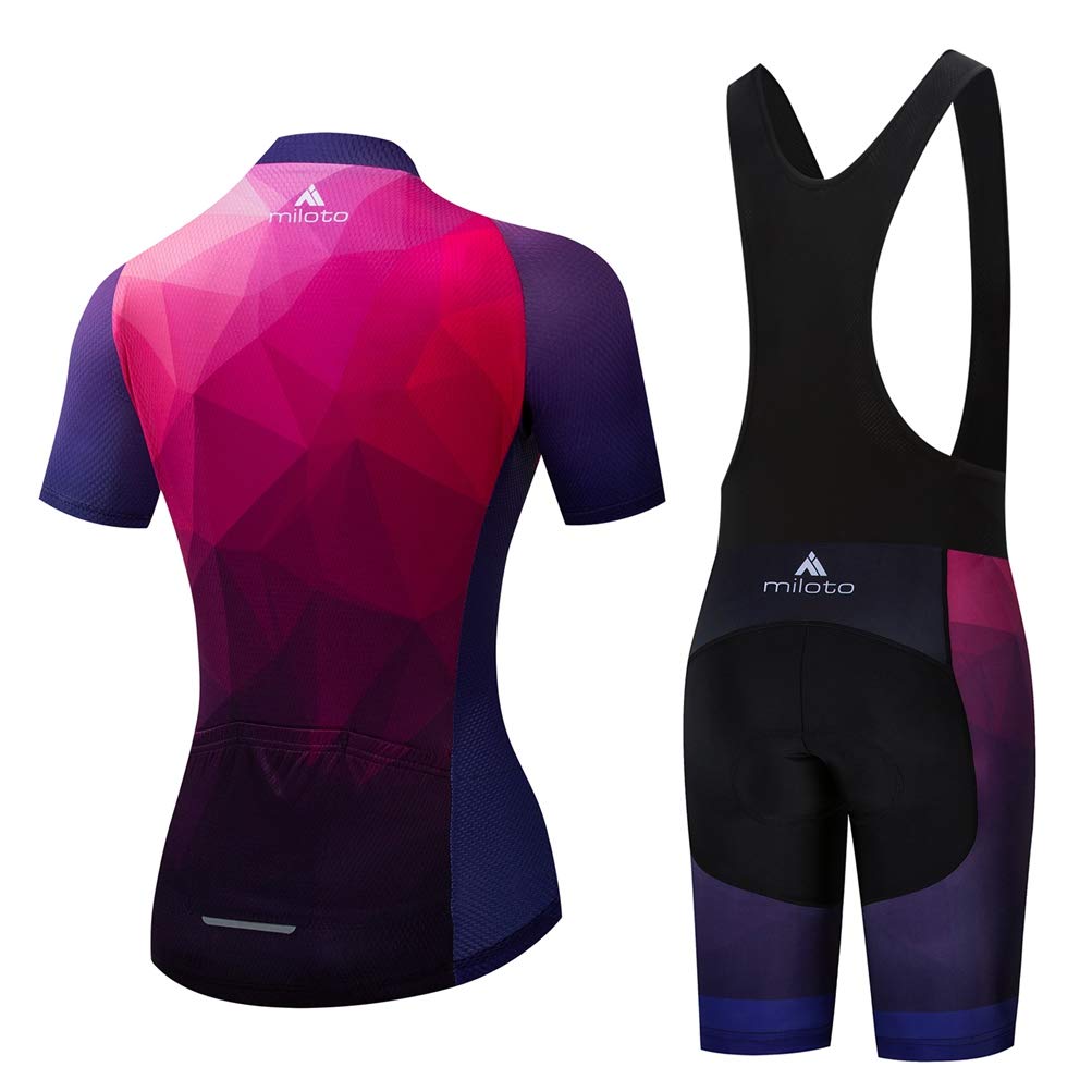 Uriah Women's Cycling Jersey Bib Shorts Sets Short Sleeve Reflective Dark Red Size XL(CN)
