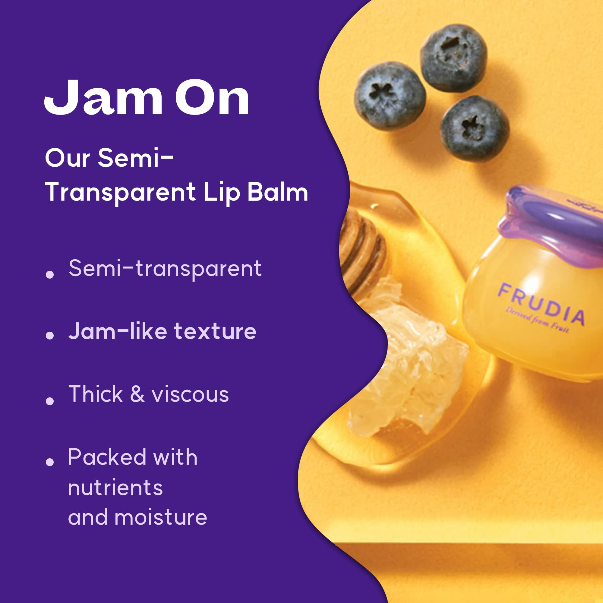 WELCOS FRUDIA Honey Lip Balm β Blueberry | Lip Exfoliating, Moisturizing & Volumizing Dewy Tinted Lip Balm | Organic Lip Balm for Dry & Chapped Lips w/Jeju Blueberry and Honey Extracts (0.33 oz)