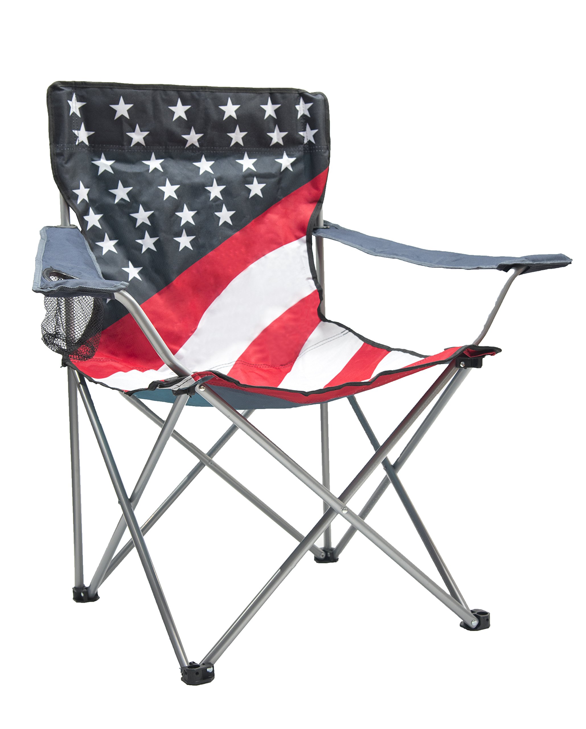 WFS Camping Quad Chair, Red/White/Blue