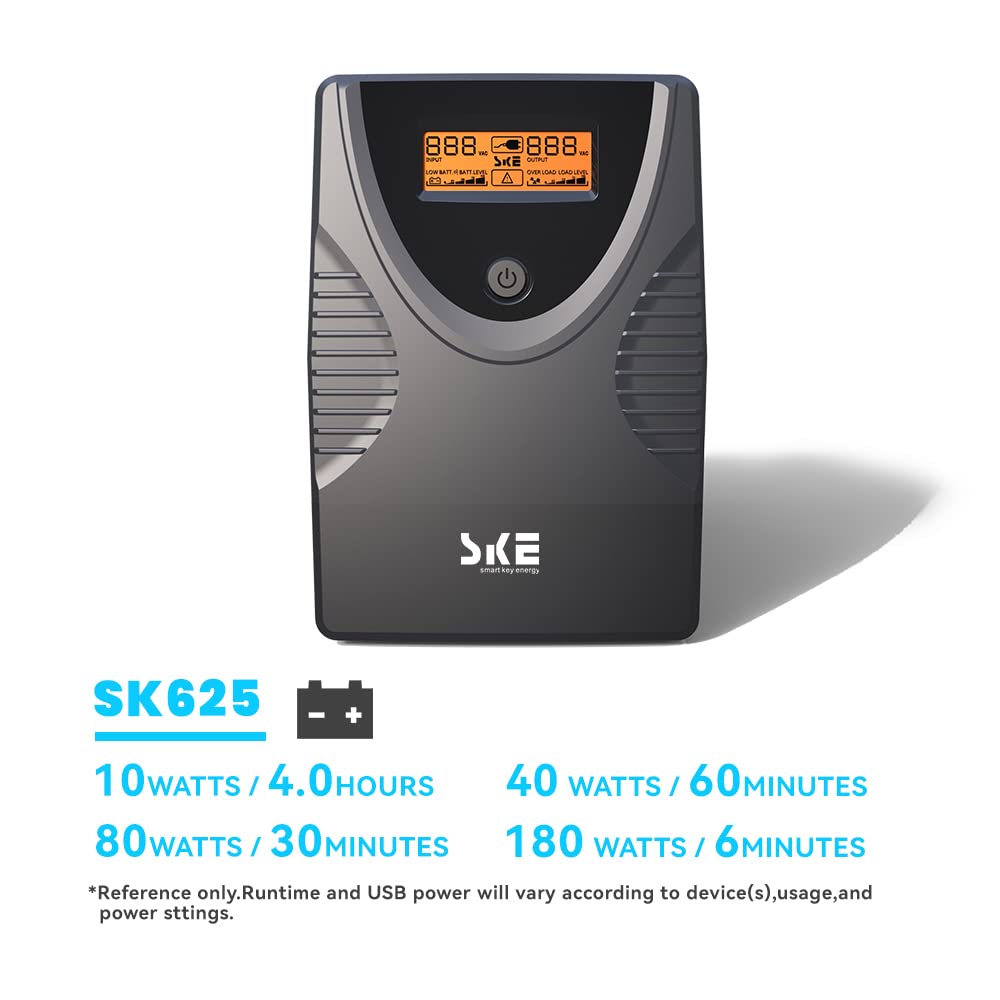 Ups Battery Backup and Surge Protector 425VA/240W,Computer Uninterruptible Power Supply Units,Battery Backup Intelligent LCD,SKE Back UPS,Uninterruptible Power Supply,Battery Backup for Computer SKE
