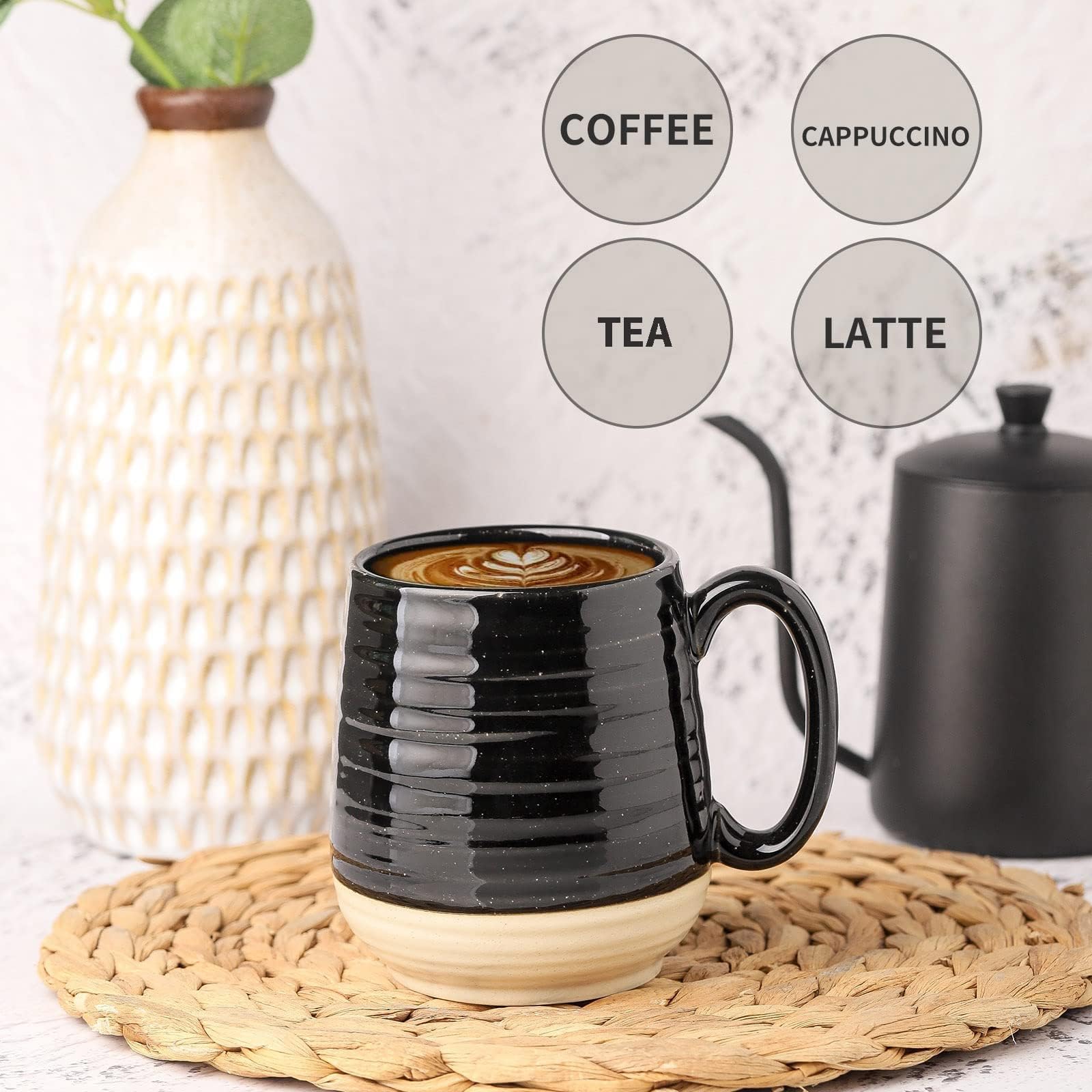 Tikooere Ceramic Coffee Mug, 20 oz Coffee Cup with Large Handle for Coffee Tea Latte, Black Coffee Mug for Men Dad Husband Christmas Gift, Funny Mug for Home Decor, Dishwasher & Microwave Safe