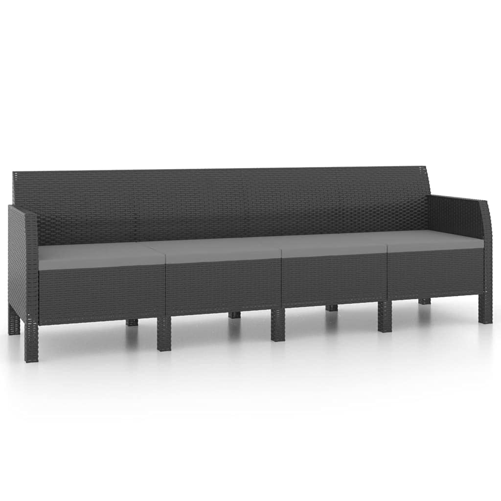 VRAXO 2 Piece Patio Lounge Set with Cushions PP Rattan Anthracite,Outdoor Furniture Sets-72.05lbs