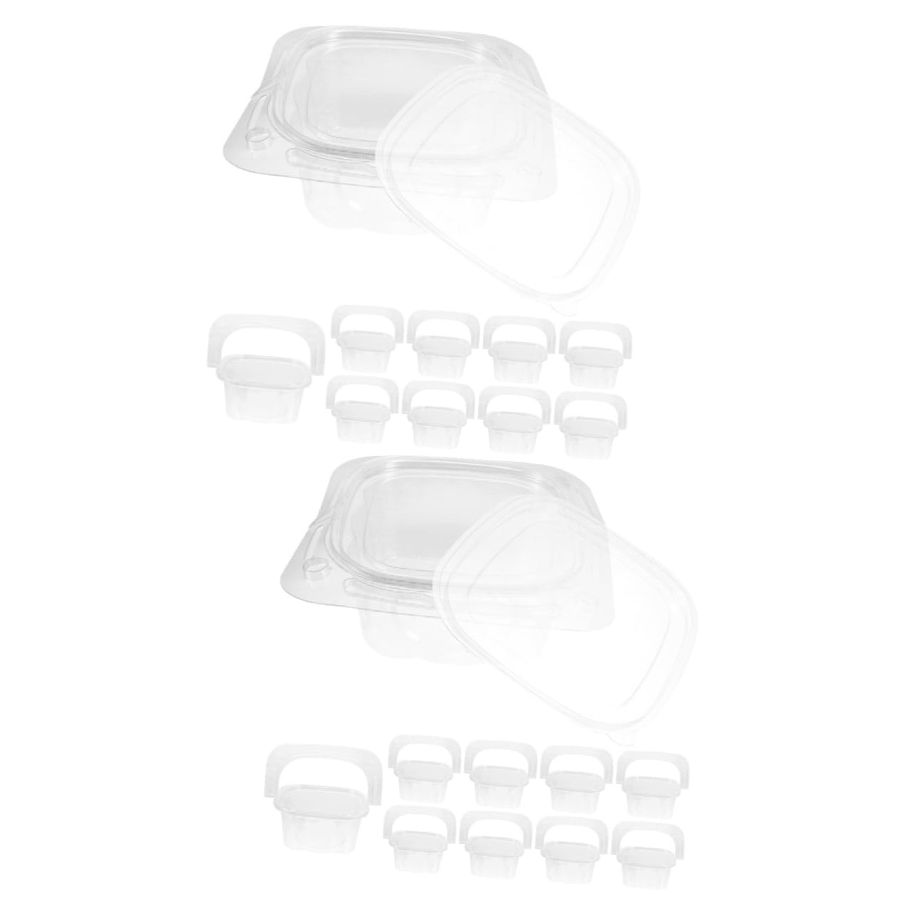 ULTECHNOVO 20 pcs transparent cake box small clear container handheld flower basket pastry serving bowls cake containers with lids plastic cereal bowls Noodle the pet small donuts