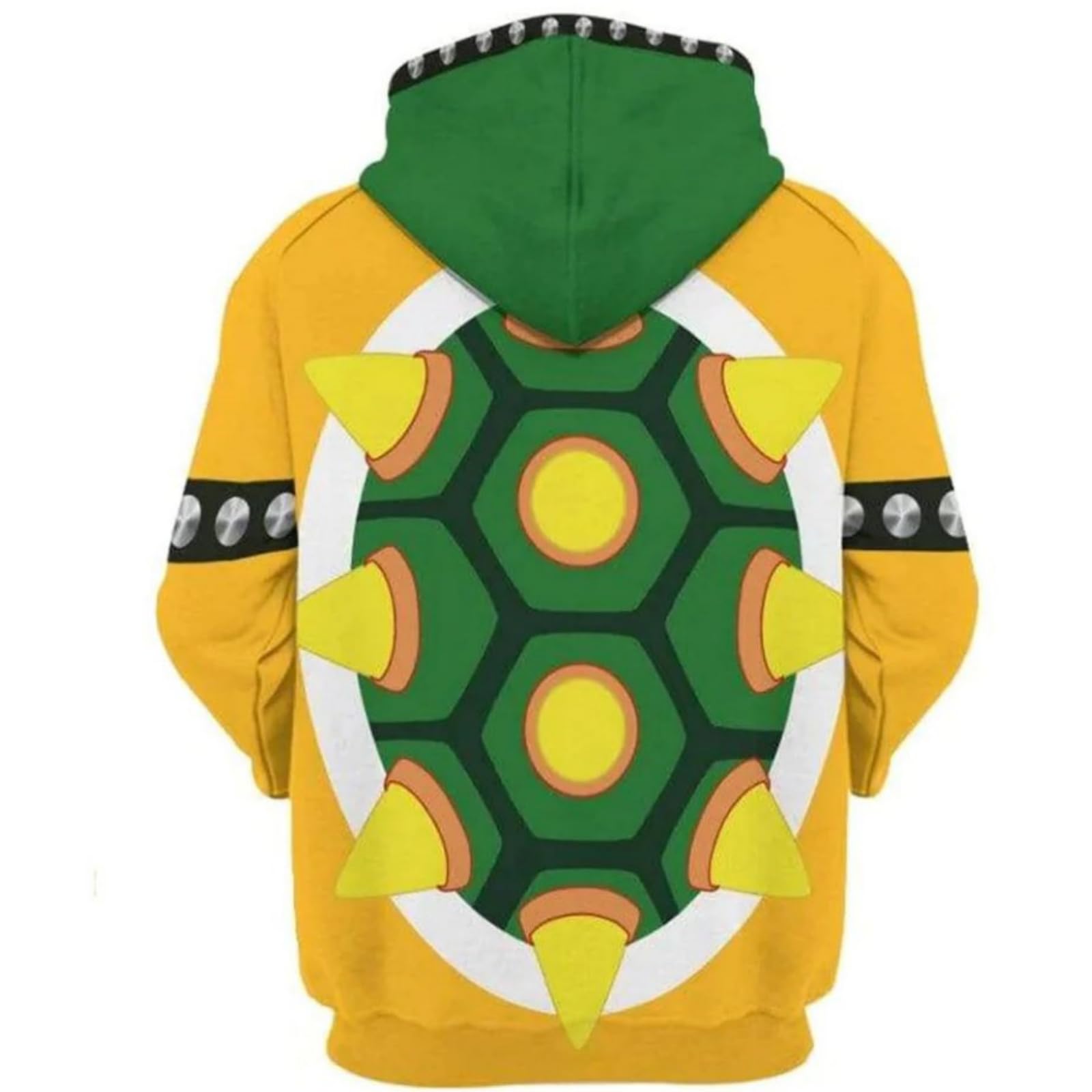 Vueamei Bowser cosplay costume hoodie,Adult 3D printed full zip hoodie (US, Alpha, Small, Regular, Regular, yellow 1)