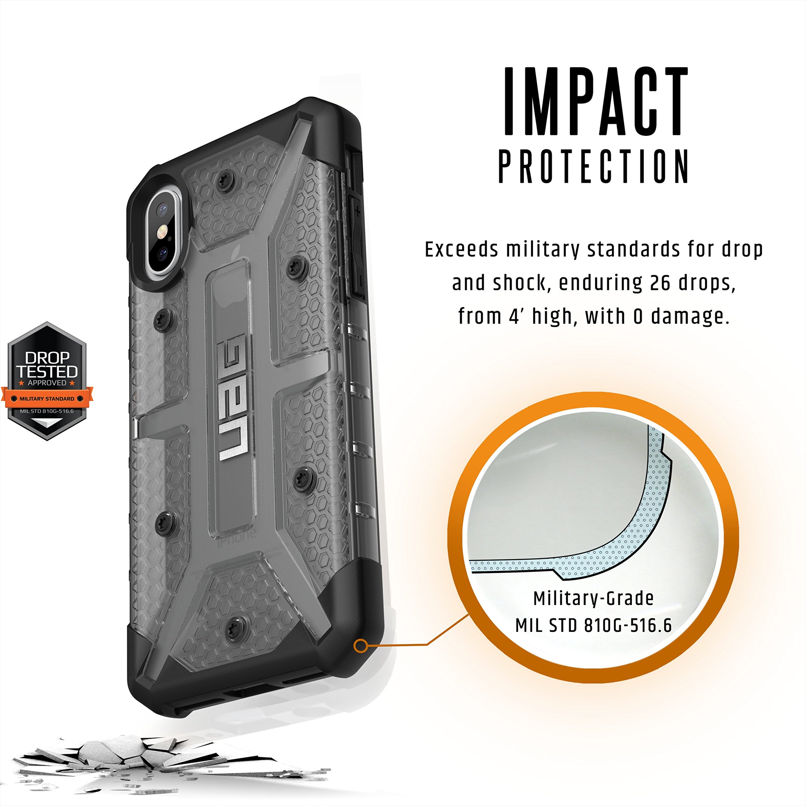 URBAN ARMOR GEAR UAG iPhone Xs/X [5.8-inch screen] Case Plasma [Ash] Rugged Shockproof Military Drop Tested Protective Cover