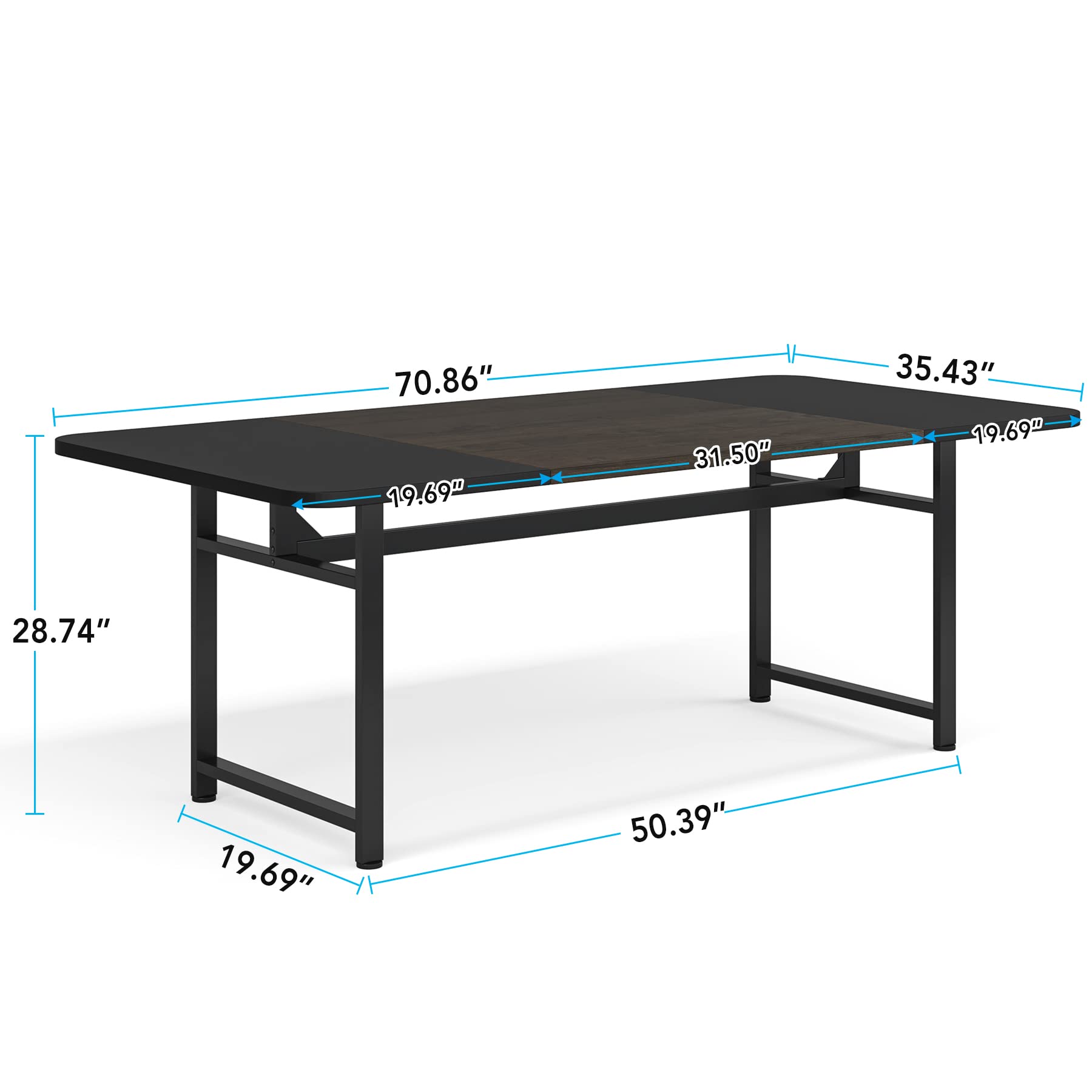 Tribesigns 6FT Conference Table, 70.86" W x 35.43" D Meeting Room Table Boardroom Desk for Office Conference Room, Splicing Board with Heavy Duty Metal Frame, Vintage Grey/Black