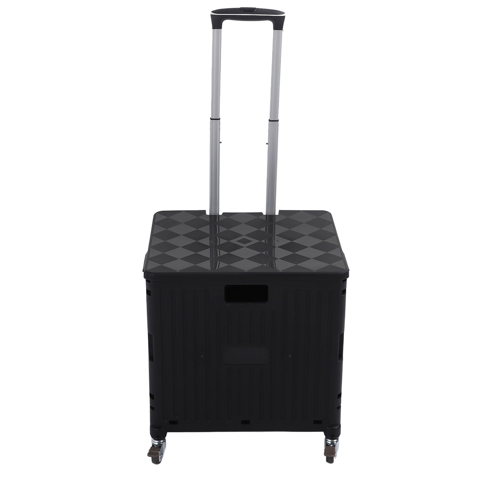 VINGVO Folding Rolling Crate, Swivel Casters, Collapsible Utility Cart, Multipurpose Heavy Load with Lid for Camping (Black)