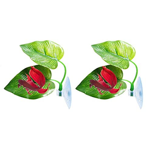 WE-POLUJ 1 Pack Betta Fish Leaf Pad Plastic Leaves Rest Area for Fish Tank Simulating Natural Habitat Improves Betta Health, Beta Tank Decorations
