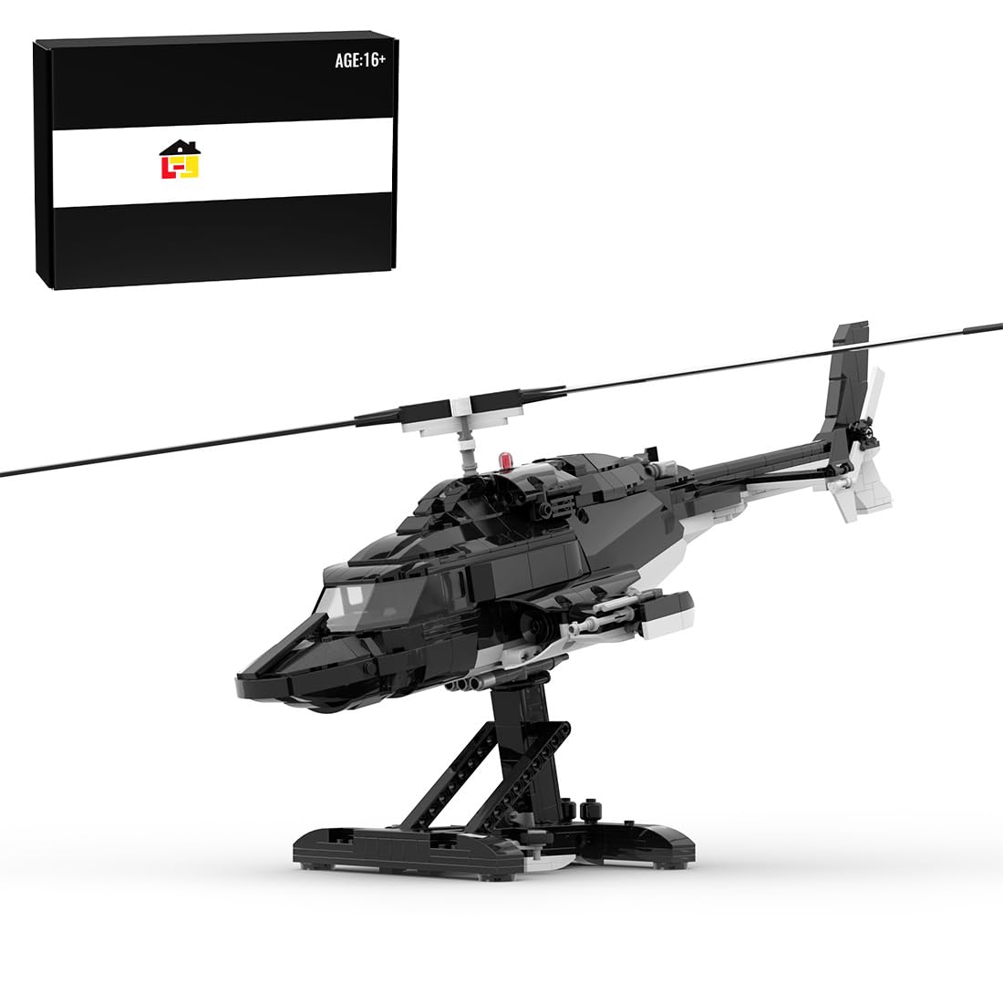 Vortix Military Helicopter Building Blocks Set, WW2 Airwolf Gunship Model Bricks Kit, Plane Construction Toys for Kids and Adults (1039PCS)