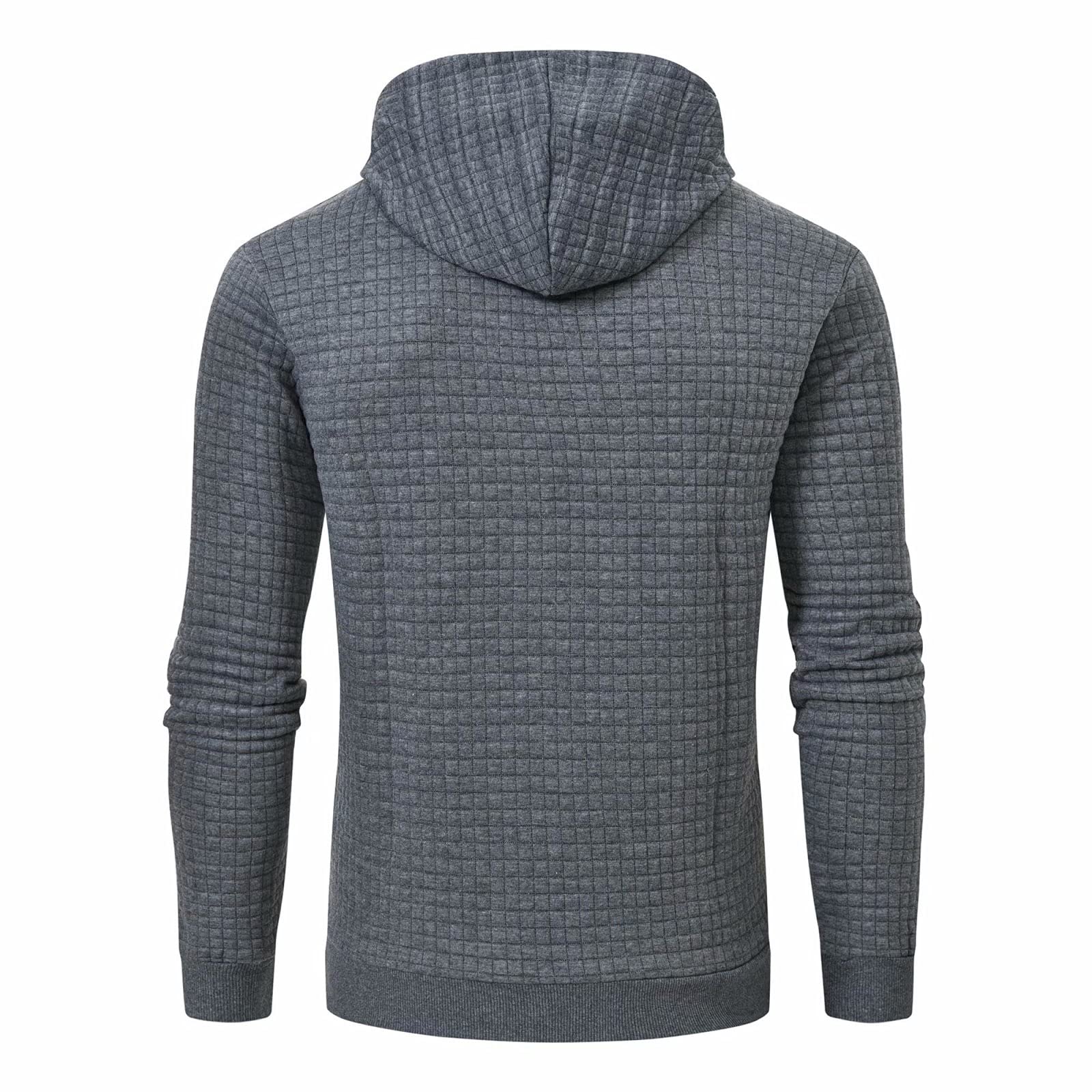 Yundobop Men's Pullover Hoodies Plaid Jacquard Long Sleeve Drawstring Hipster Casual Hooded Sweatshirts with Kanga Pockets Grey L