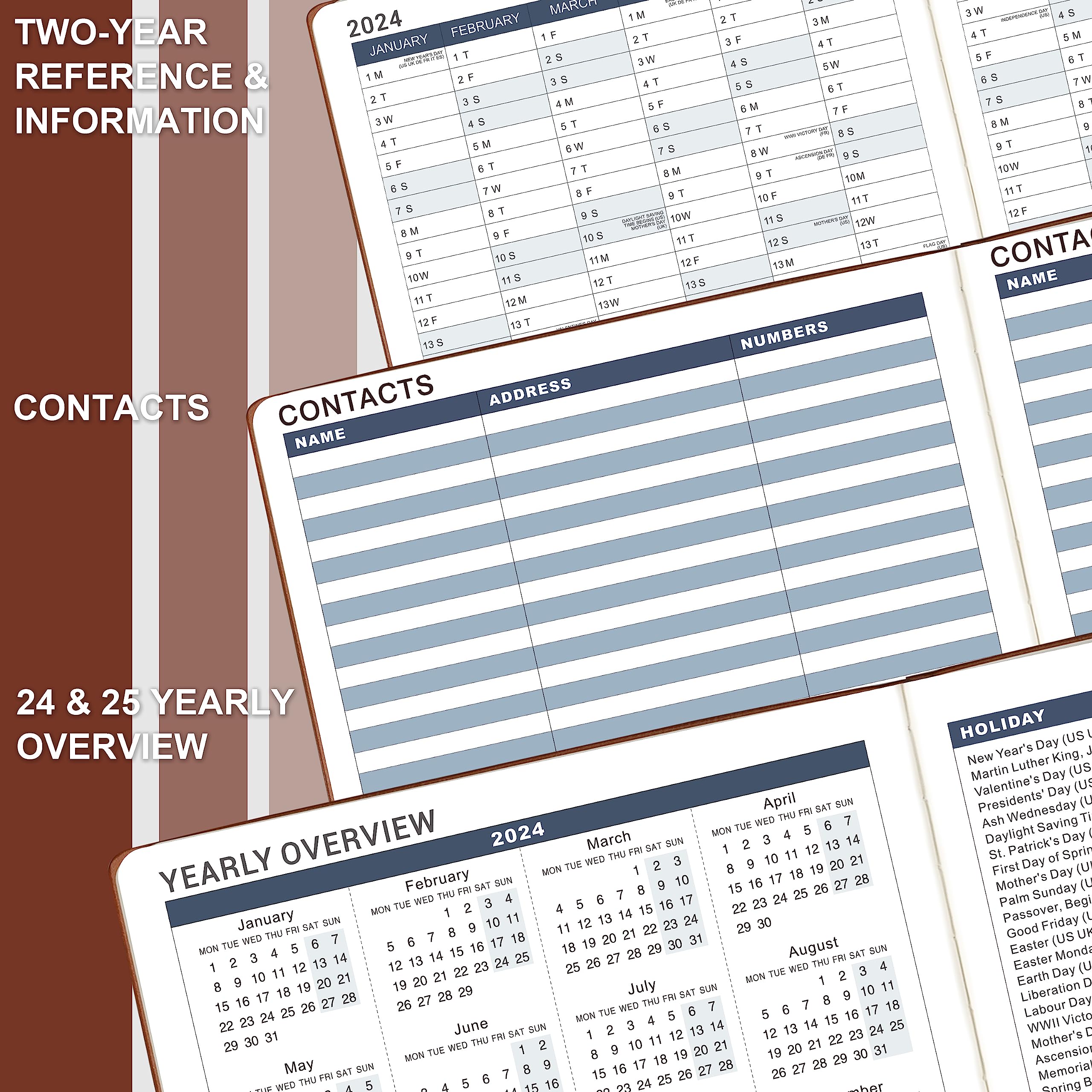 Weekly Appointment Book 2024 - Daily Hourly Planner 2024 with 15-Minute Interval, Jan 2024 - Dec 2024, 8.5" x 11", Achieve Your Goals & Improve Productivity - Brwon