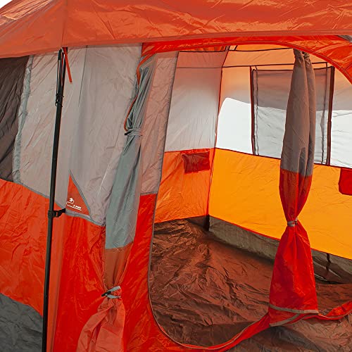 WFS 8-Person 2-Room Cabin Camping Tent with Rain Fly, Orange