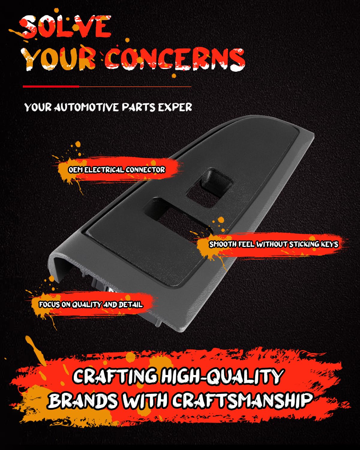 Window Switch Bezel Front Right fits for 2004-2006 Cadillac Escalade 2004-2006 Chevy Avalanche 1500 2500 2004-2006 Chevy Silverado 2500 2004-2006 GMC Sierra 2500 2004-2006 GMC Yukon Replace 89045120