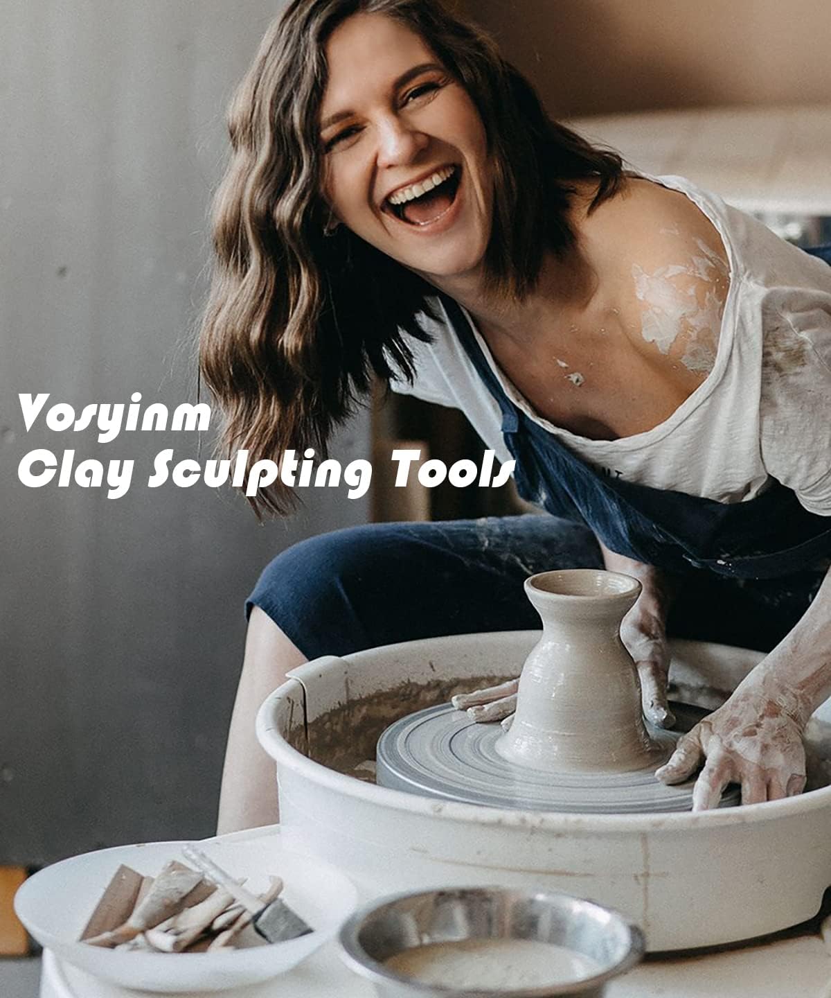 Vosyinm Clay Tools Kit 34 PCS Complete Clay Sculpting Kit,Modeling Clay Tools for Pottery Craft Carving Drawing Dotting Molding,Gifts for Beginners,Pottery Makers