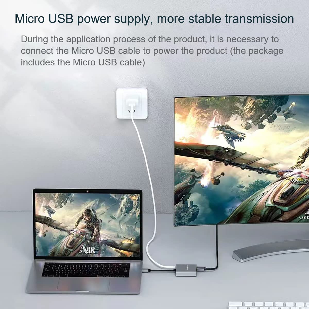 WJESOG Displayport to Dual Displayport Splitter Dual 4K@60Hz Resolution,DP to 2 Displayport Hub Multi Stream Transport Support 4K Resolution for Windows and Mac System