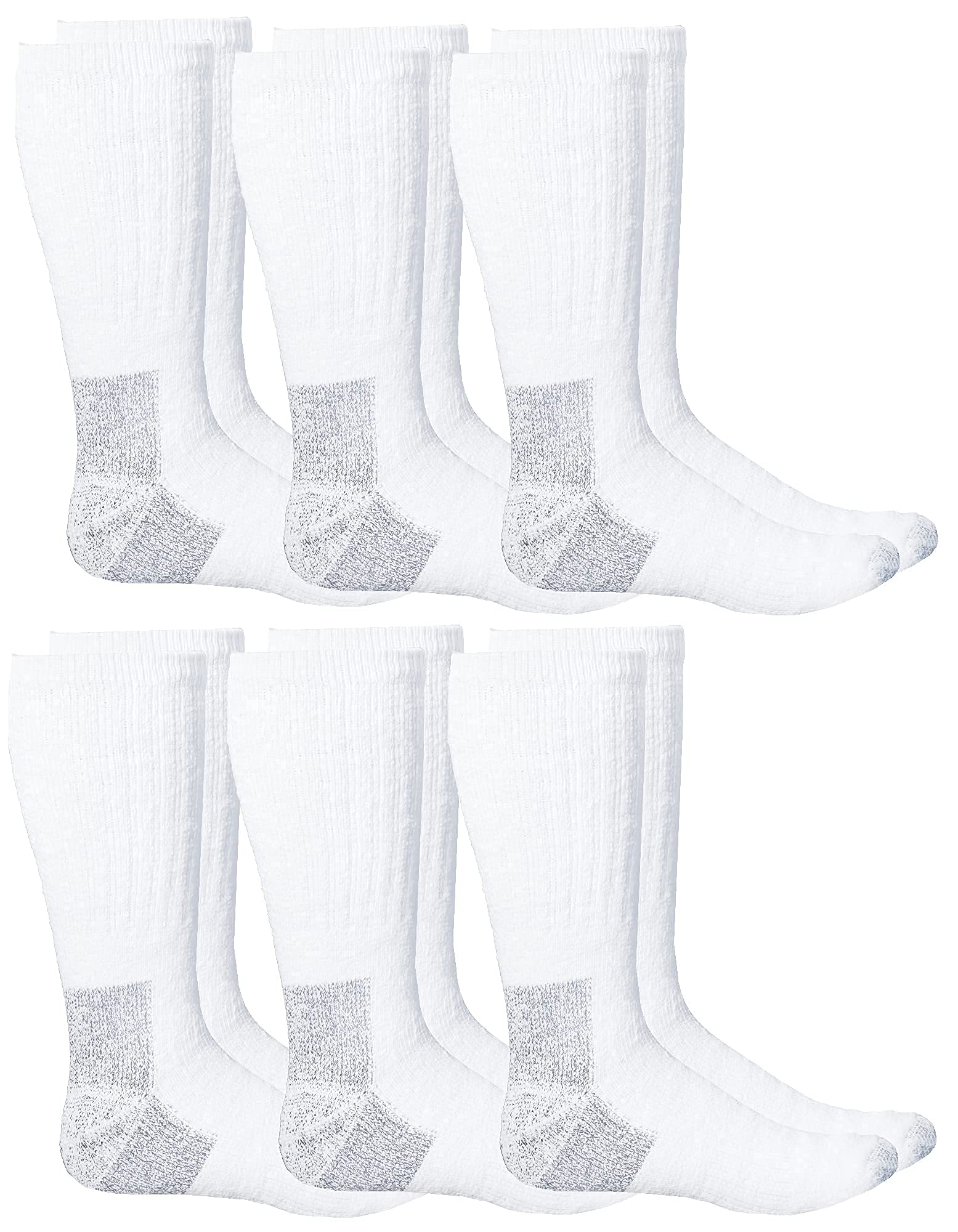 Yacht&Smith Mens Steel Toe Work Socks, Heavy Duty Thick Boot Sock (6 Pack White)