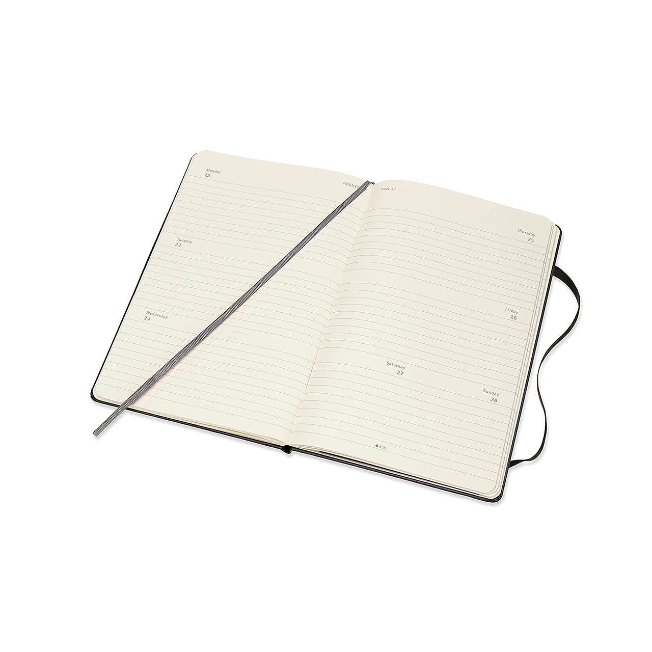 Moleskine Classic 12 Month 2022 Weekly Horizontal Planner, Hard Cover, Large (5" x 8.25"), Black