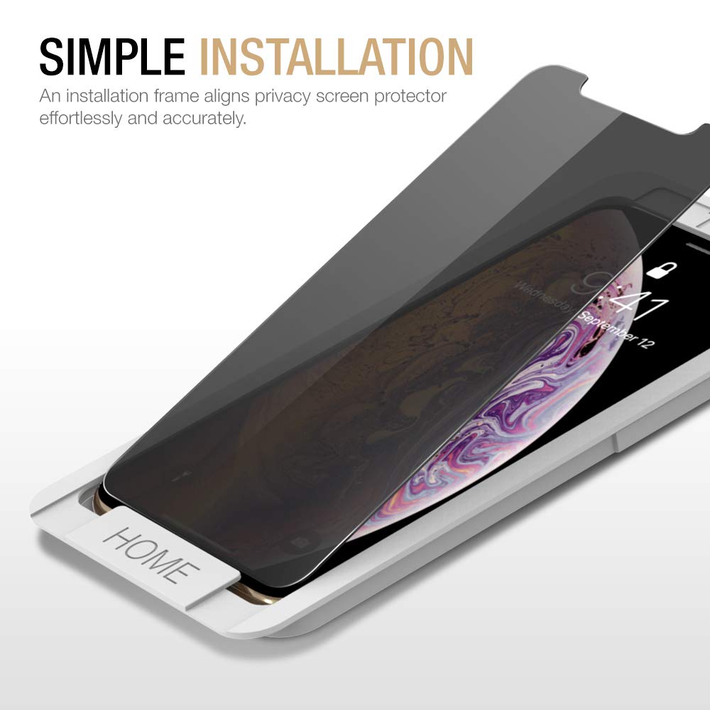 uShield Privacy Screen Protector Compatible with iPhone Xs/iPhone X/iPhone 11 Pro (5.8" Display) (w/Installation Frame) [Anti-Scratch/Spy] Tempered Glass Screen Protector (3Pack) [Case Friendly]