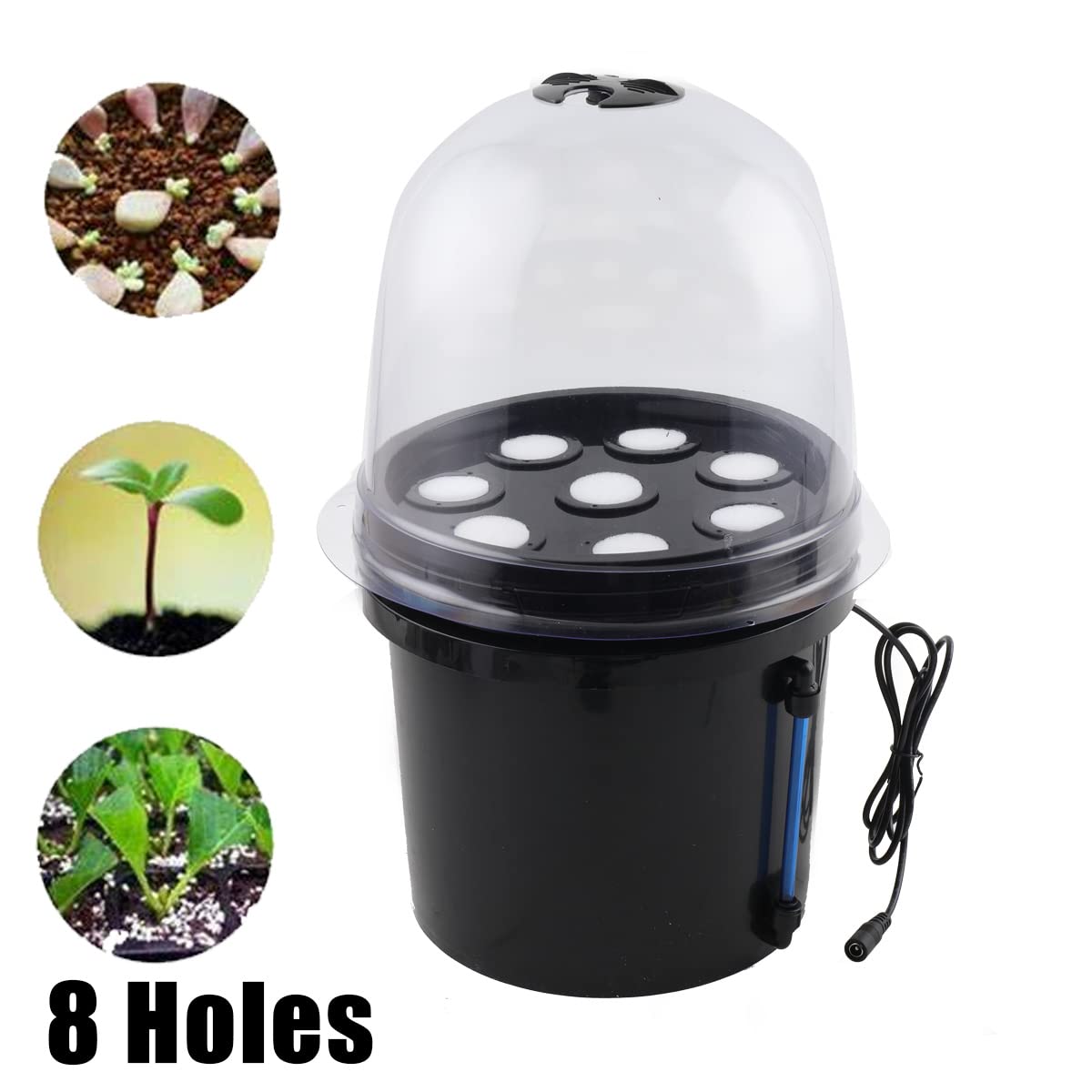 WEBTB Top Feed Drip Hydroponics Systems Recirculating Deep Water Culture Hydroponic Bucket System 8L Hydroponic Growing Kit with 5 Holes Soilless Cultivation Grow Box Garden Cabinet Box