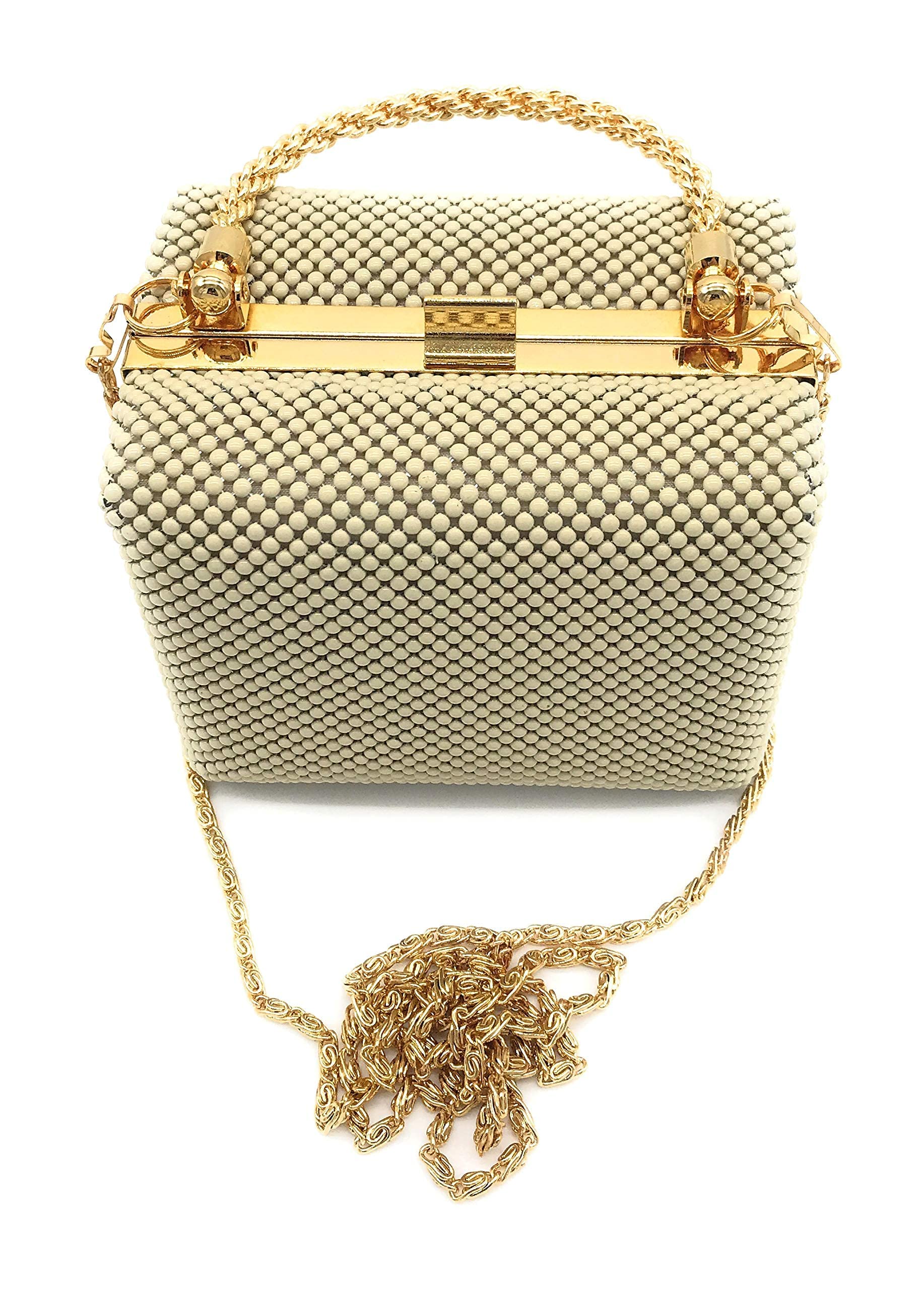 XX-Small clutch Metal beaded mesh evening box purse for Cocktail Party Prom Wedding Banquet (Blue)