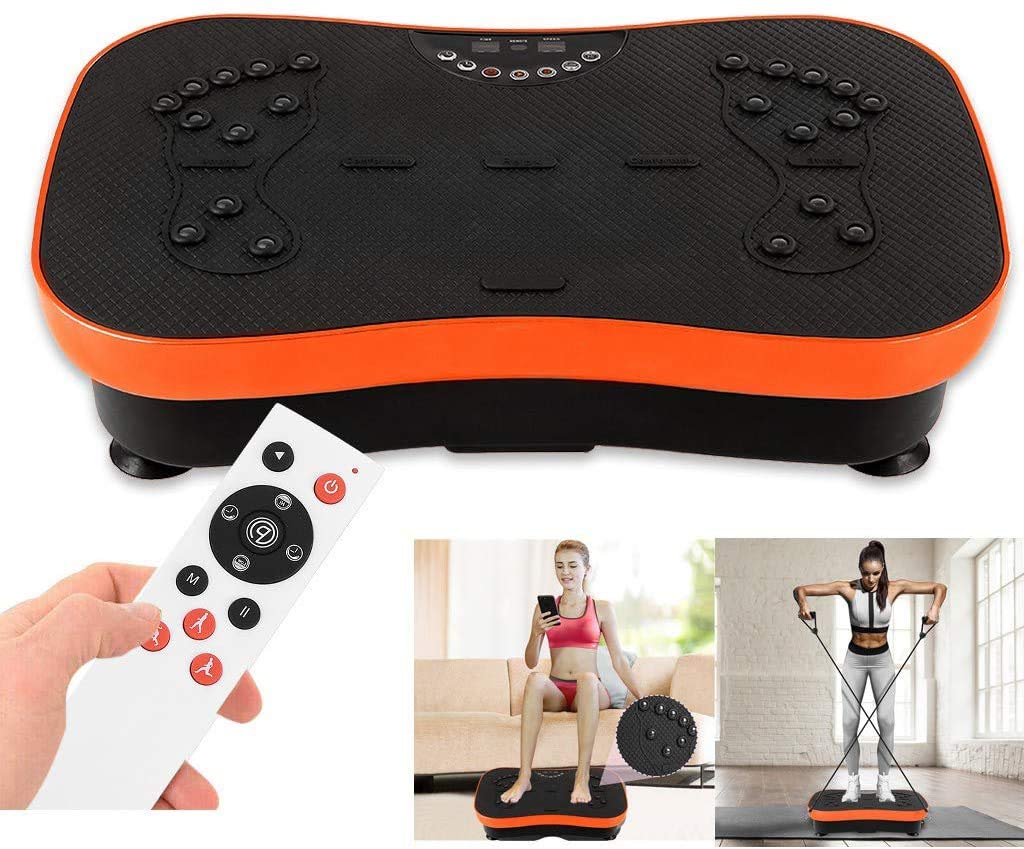 Vibration Plate Exercise Machine Whole Body Workout Vibration Fitness Platform Loop Bands Home Training Equipment for Weight Loss & Toning (A)