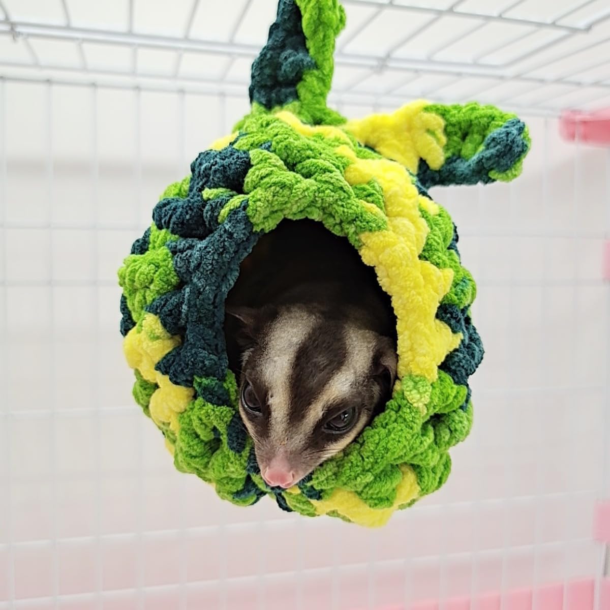 Yotughto Hedgehog Sleeping Bed Hammock Baby Small Animals Hanging Bed for Hedgehog Rat Sugar Glider Squirrel Ferret Winter Nest Hideout Pet Accessories (M,Green)