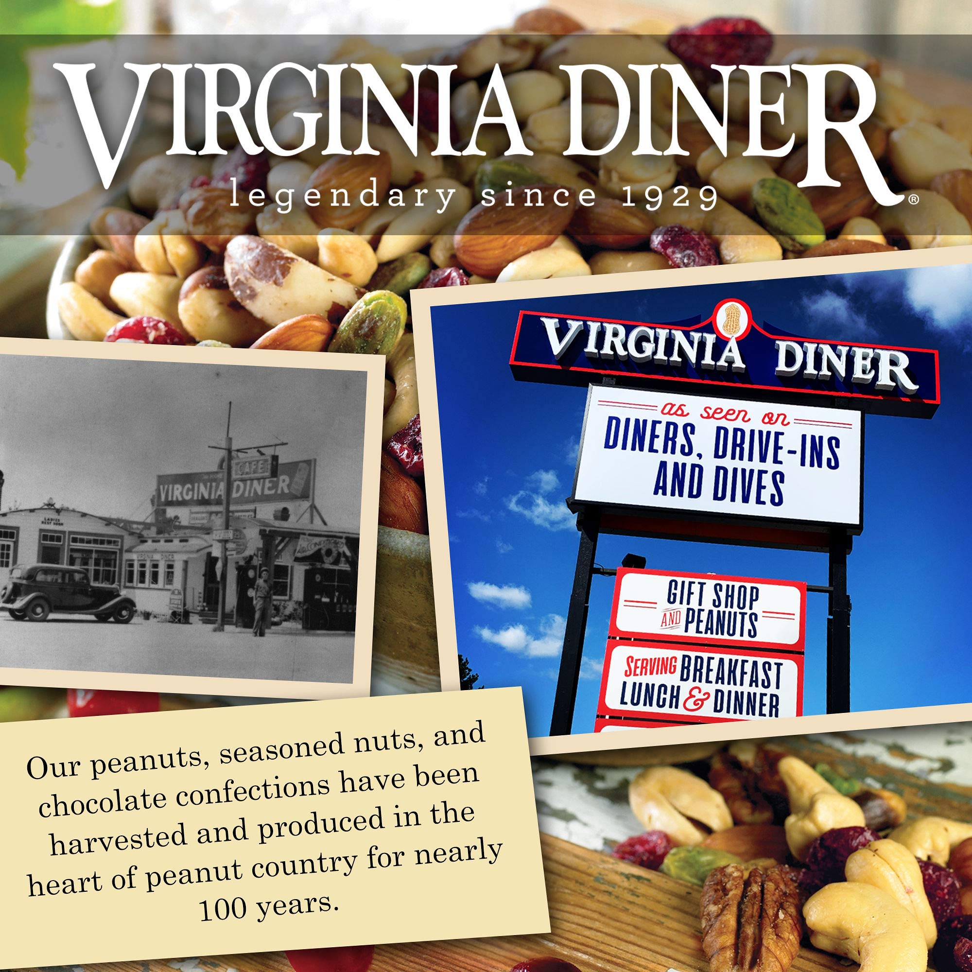 Virginia Diner - Gourmet Natural Extra Large Butter Toasted Virginia Peanuts, 18 Ounce Tin