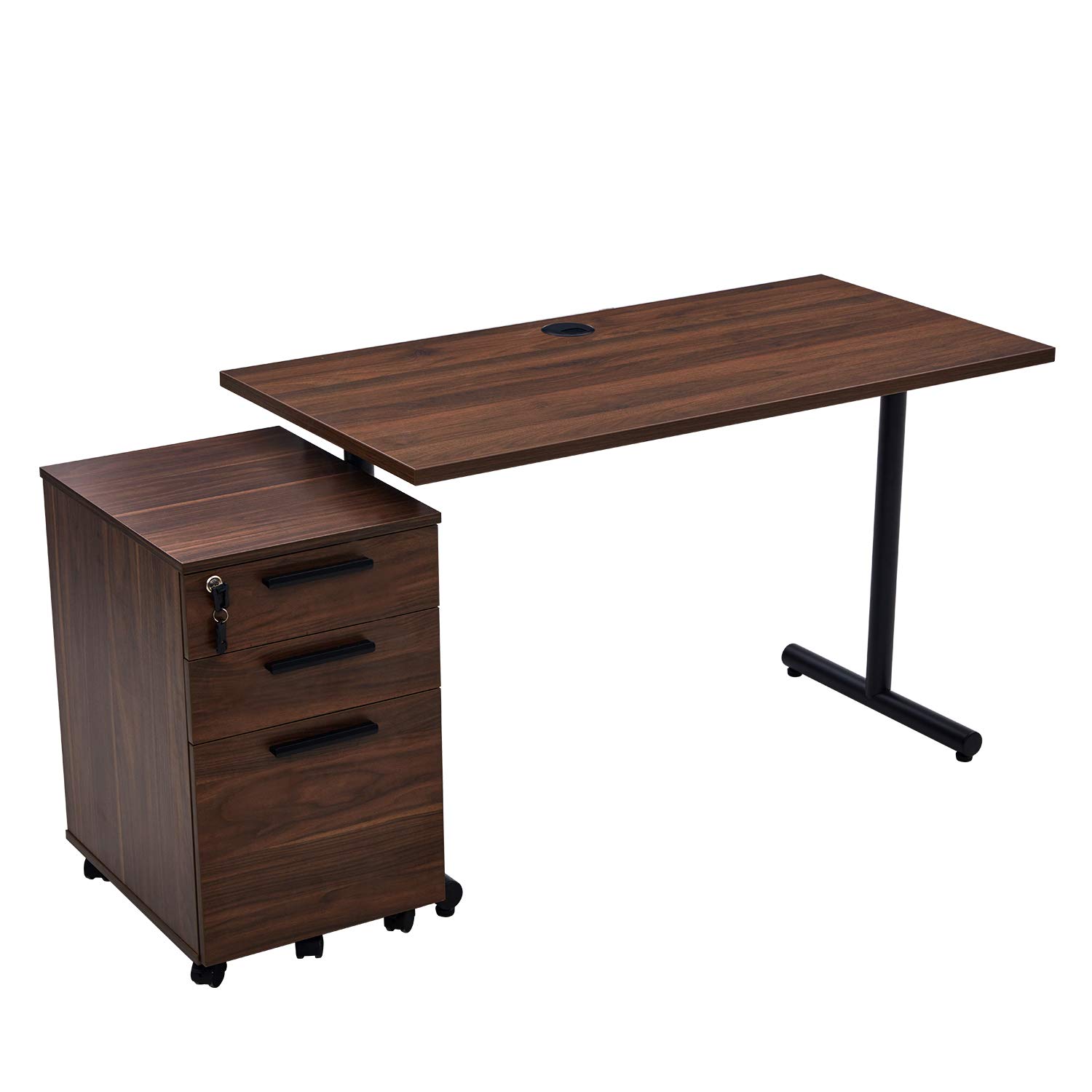 VICLLAX Home Office Writing Desks, 47-inch Computer Desk, Walnut