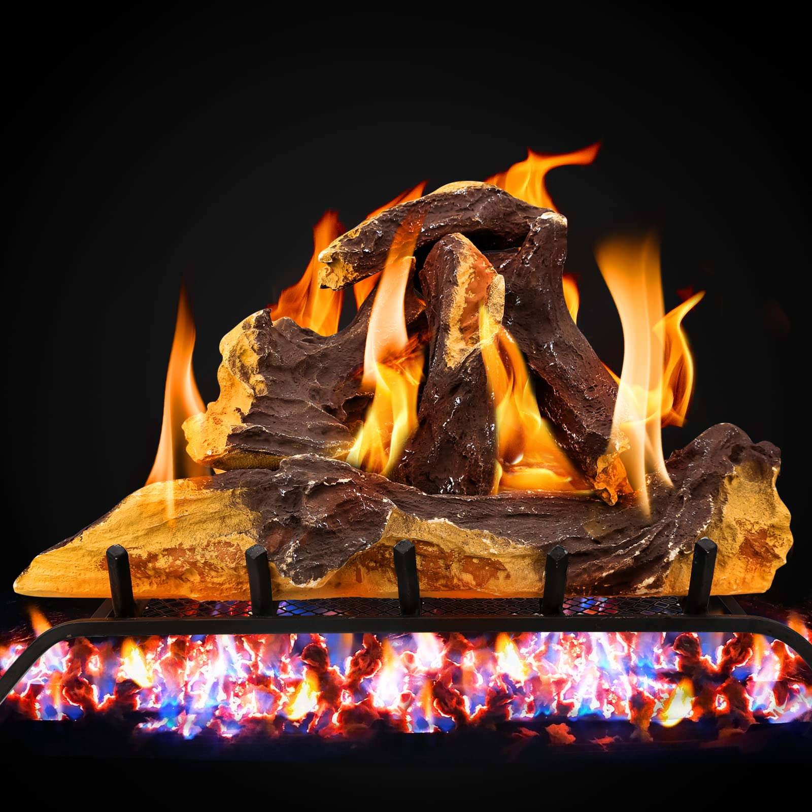 Utheer Gas Fireplace Glowing Embers, Rock Wool for Vent Free or Vented Gas Log Sets, Inserts and Fireplaces, 6 Oz