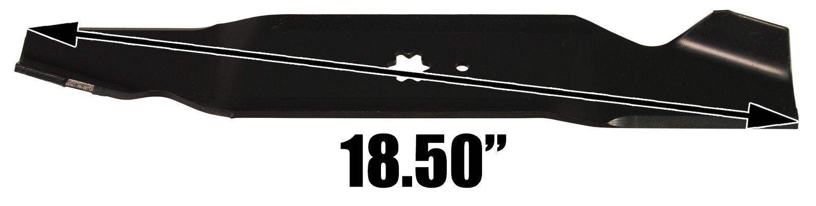 USA Mower Blades 6 MTR6771BP Notched High-Lift for MTD Toro 742-0677 942-0677 335-855 98024 Length 18-1/2 in. Width 3 in. Thickness .200 in. Center Hole 6 Point Star 54 in. Deck