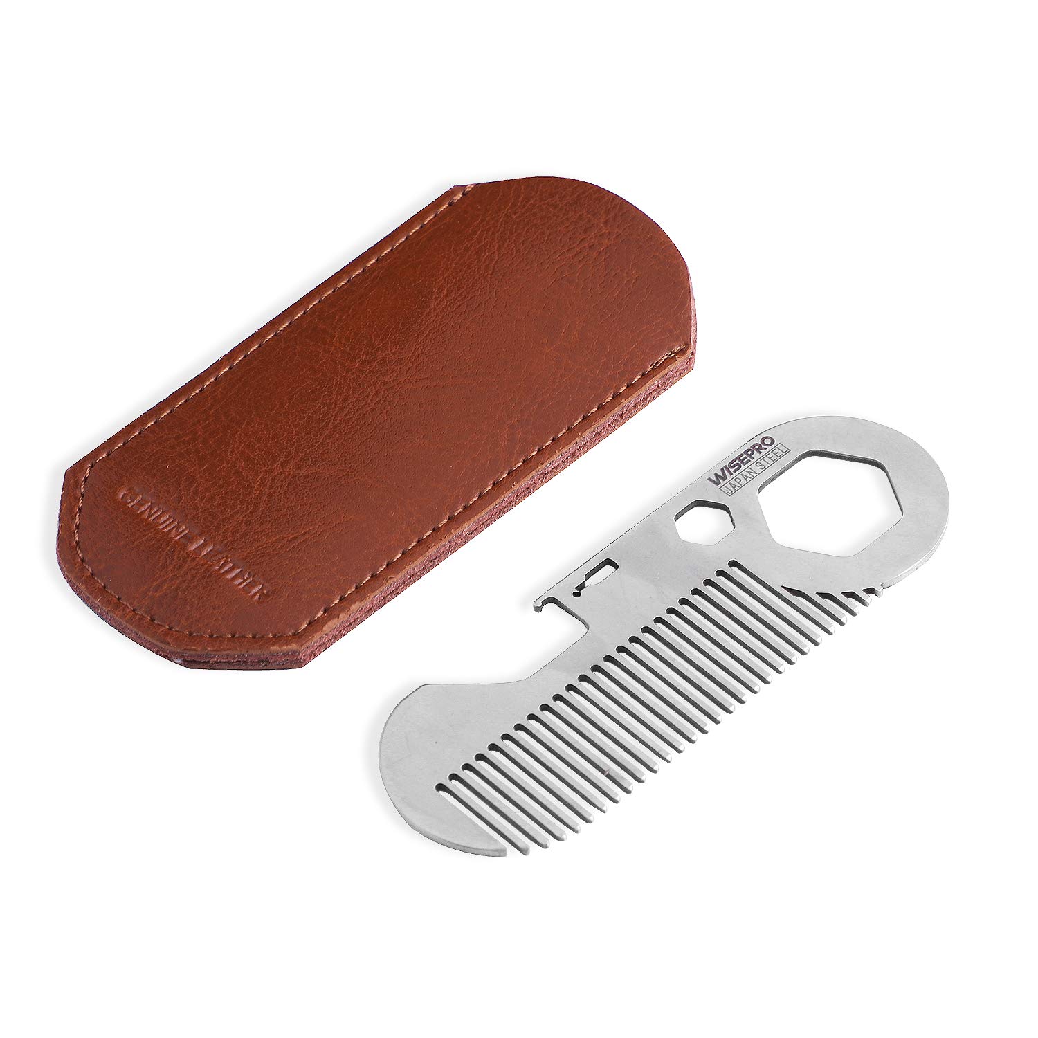 WISEPRO Beard Mustache Comb Fine Toothed Beard Comb Keychain Comb,Suitable For Beard Care Facial Hair Grooming(White Circle Corkscrew)