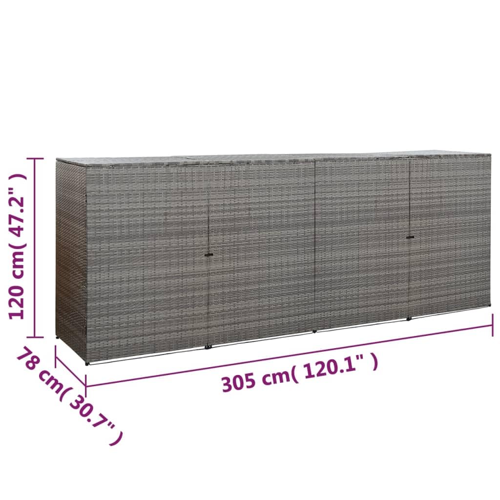 vidaXL Garbage Can Storage, Trash Can Enclosure, Garbage Can Shed, Single Wheelie Bin Storage for Outdoor Patio Yard Garden, Anthracite Poly Rattan