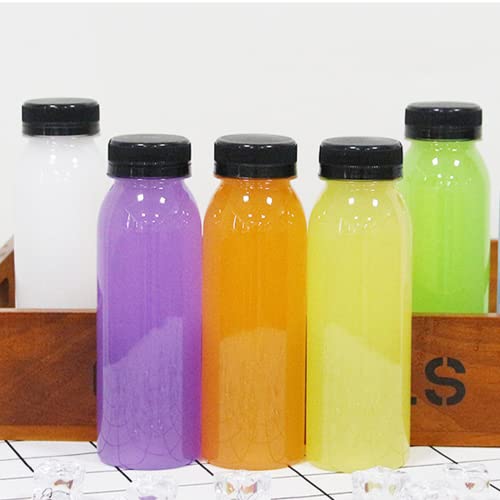 Youeon 24 Pcs 8 Oz Empty Plastic Juice Bottles with Tamper Evident Caps, Reusable Water Bottles, Juice Containers with Labels, Funnel and Brush for Drinks, Juices, Smoothies and Other Beverages