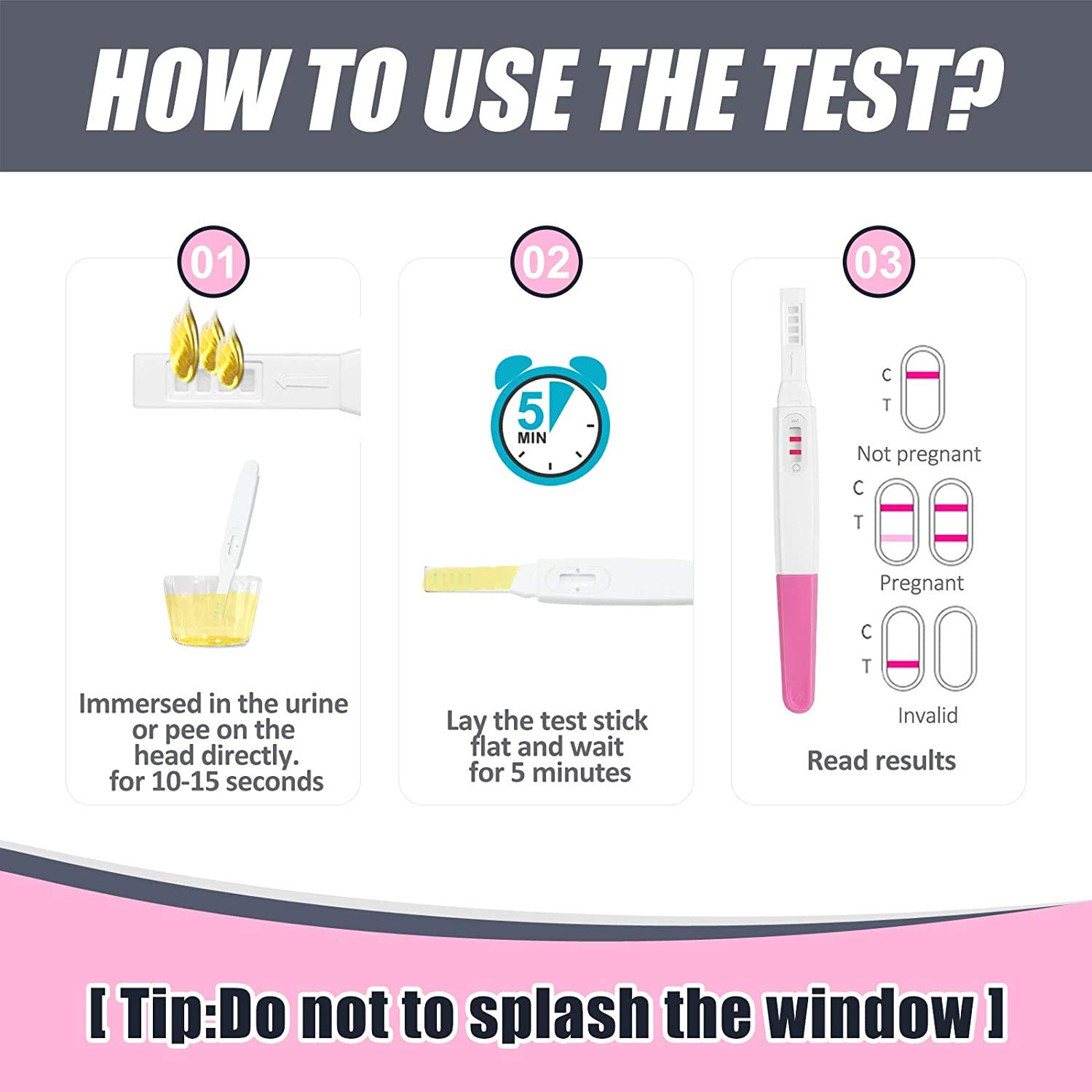 WITSUN Pregnancy Test Early 10Pack Home First Pregnancy Test Urine Fast Results HCG 99% Accurate Testing (Pink)