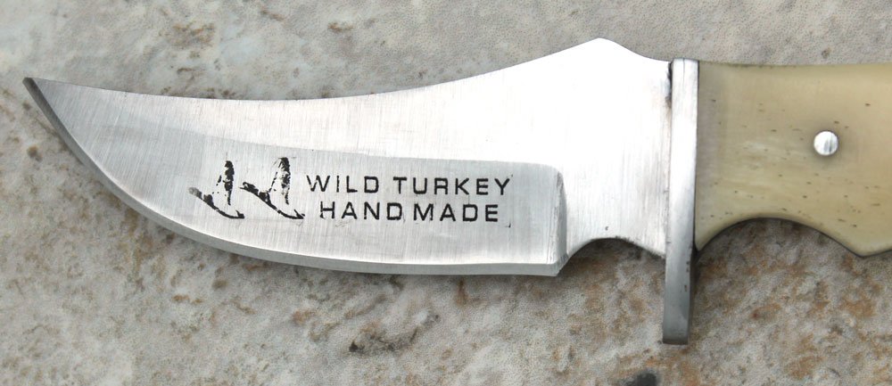 Wild Turkey Handmade Collection Full Tang Natural Camel Bone Fixed Blade Hunting Knife w/Leather Sheath Outdoors Fishing Camping (3)