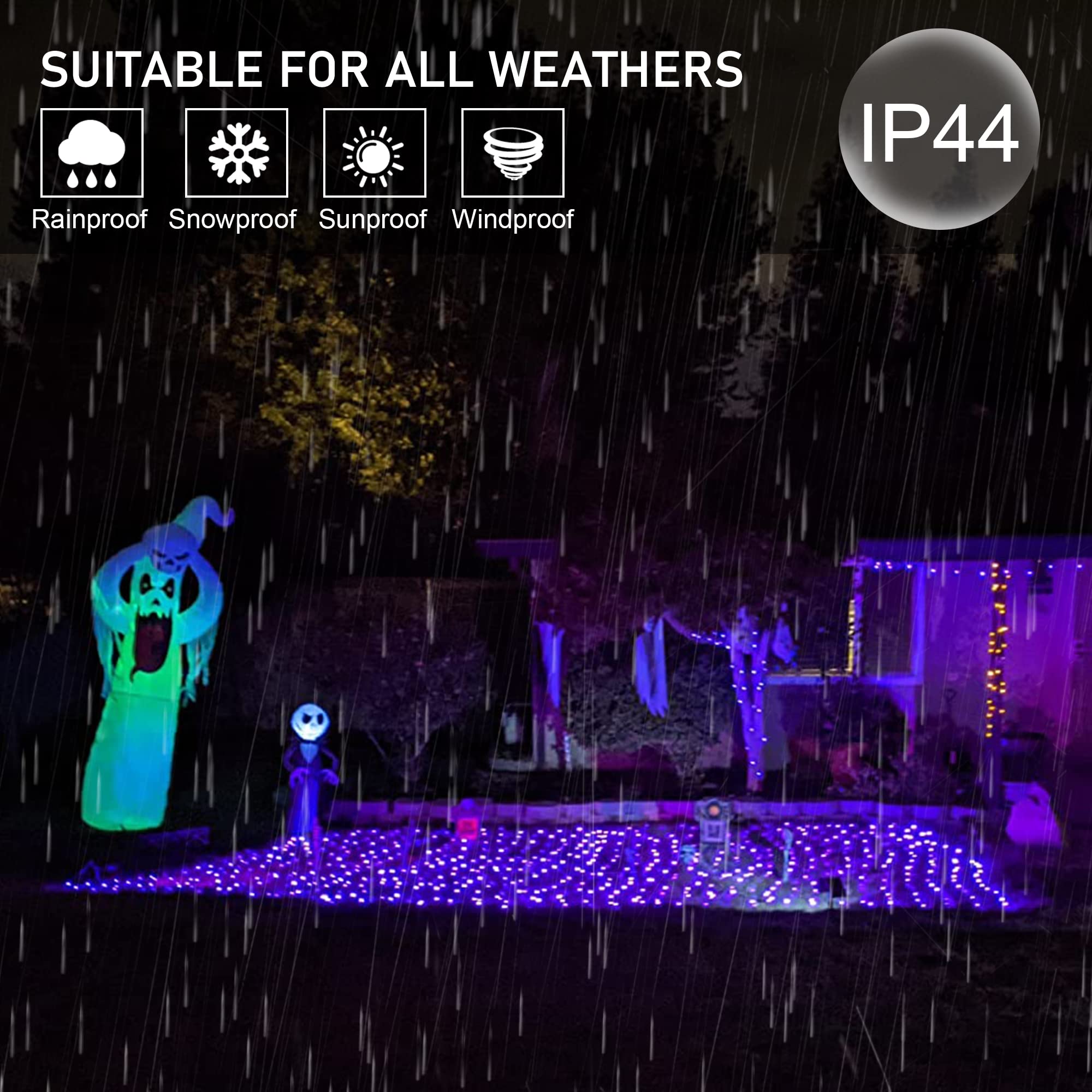 weillsnow 164FT 500 LED Purple Christmas Lights, 8 Modes Waterproof Plug in String Lights for Christmas Indoor Outdoor Yard Party Wedding Garden Home Decorations (Purple)